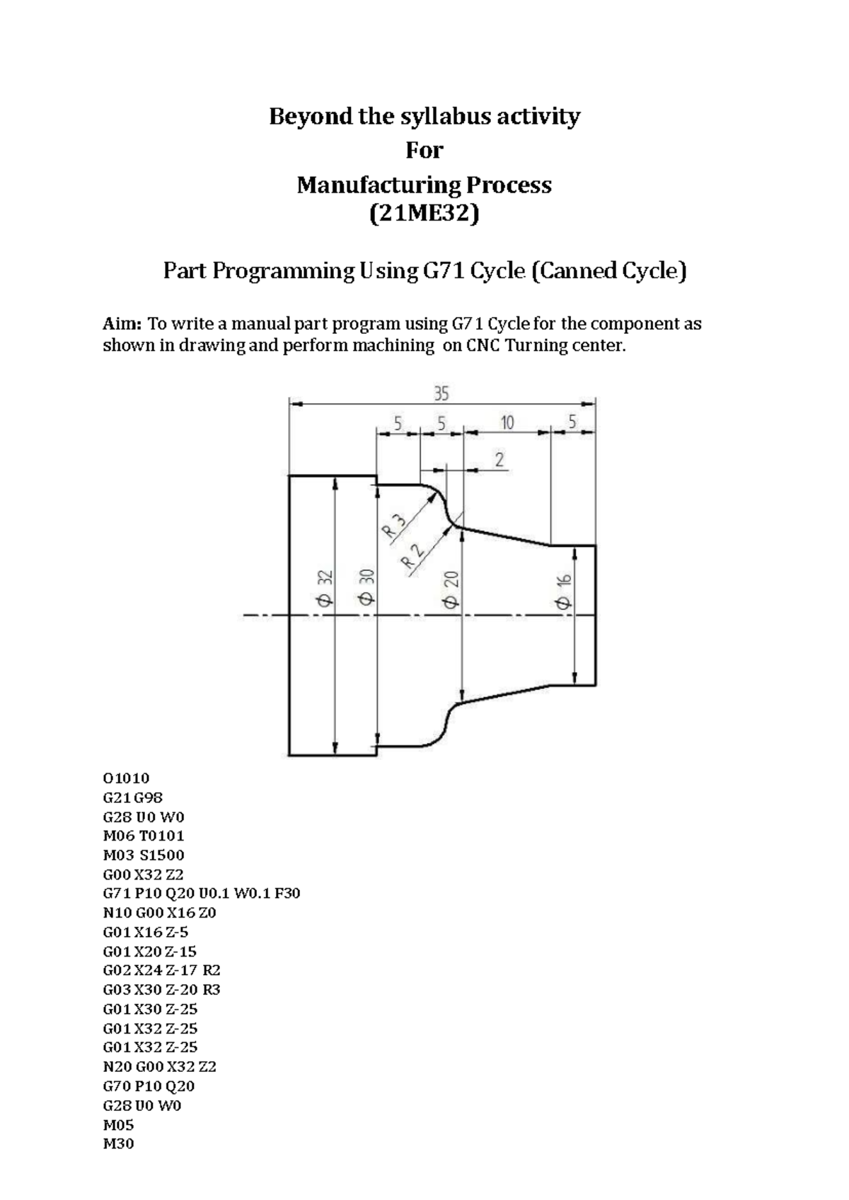 Beyond the syllabus activity Machine SHOP - For Manufacturing Process ...