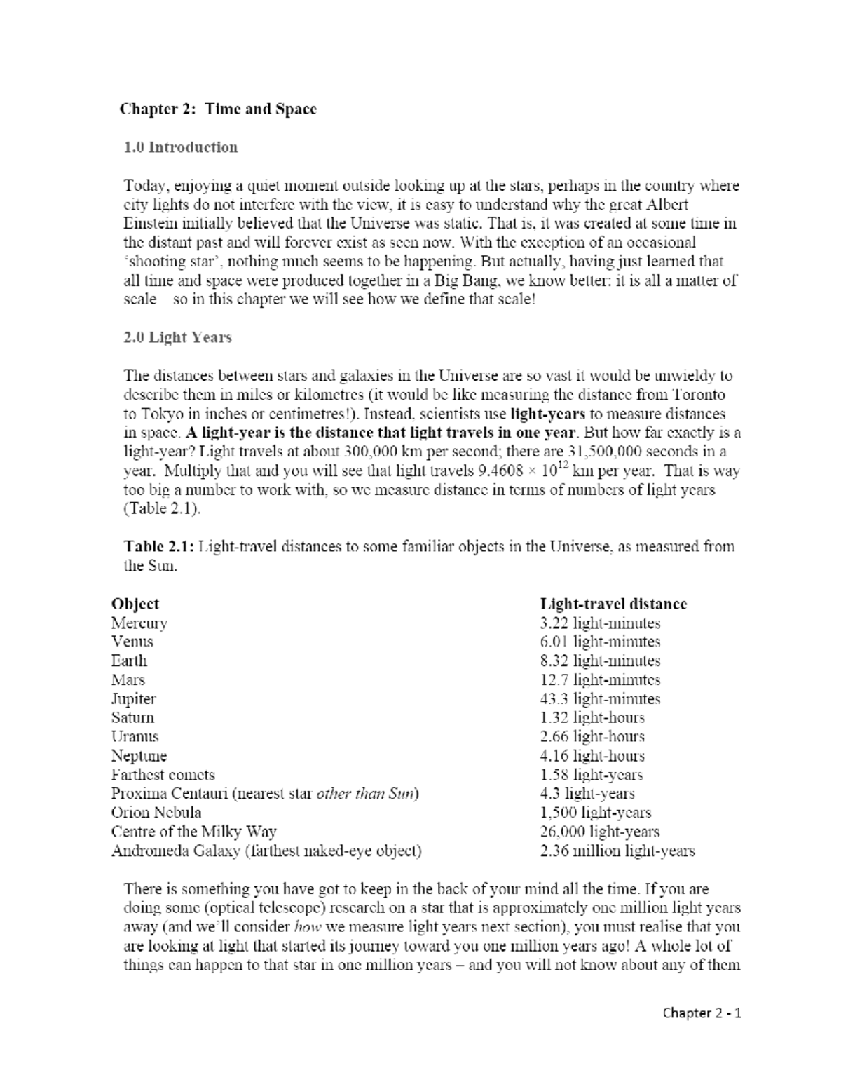 Chapter 2 Time and Space - Chapter 2: Time and Space 1 Introduction ...