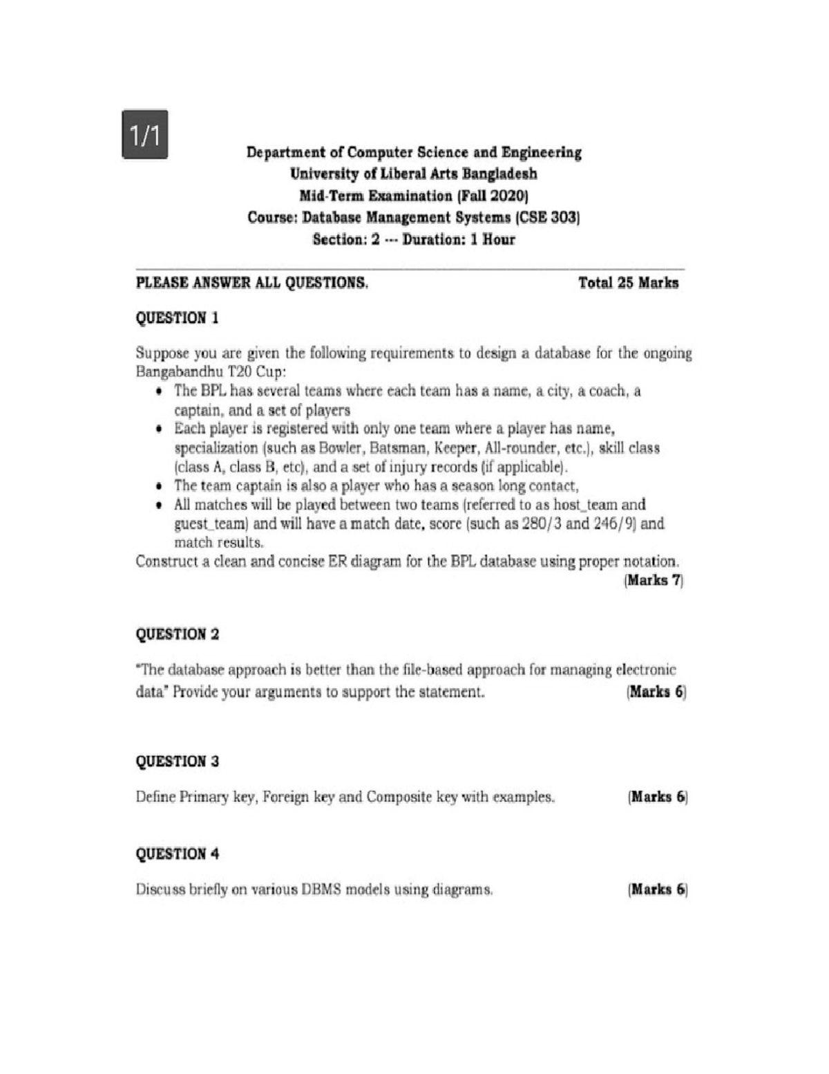 Mid Term Fall 20 - ... - Database Management Systems - Studocu