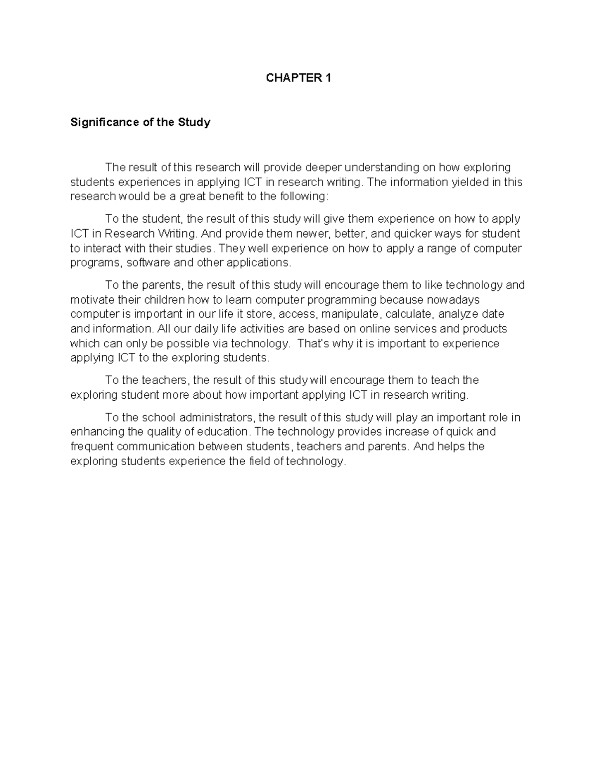 Chapter 1-2 - ok ra kaauu ko - CHAPTER 1 Significance of the Study The ...
