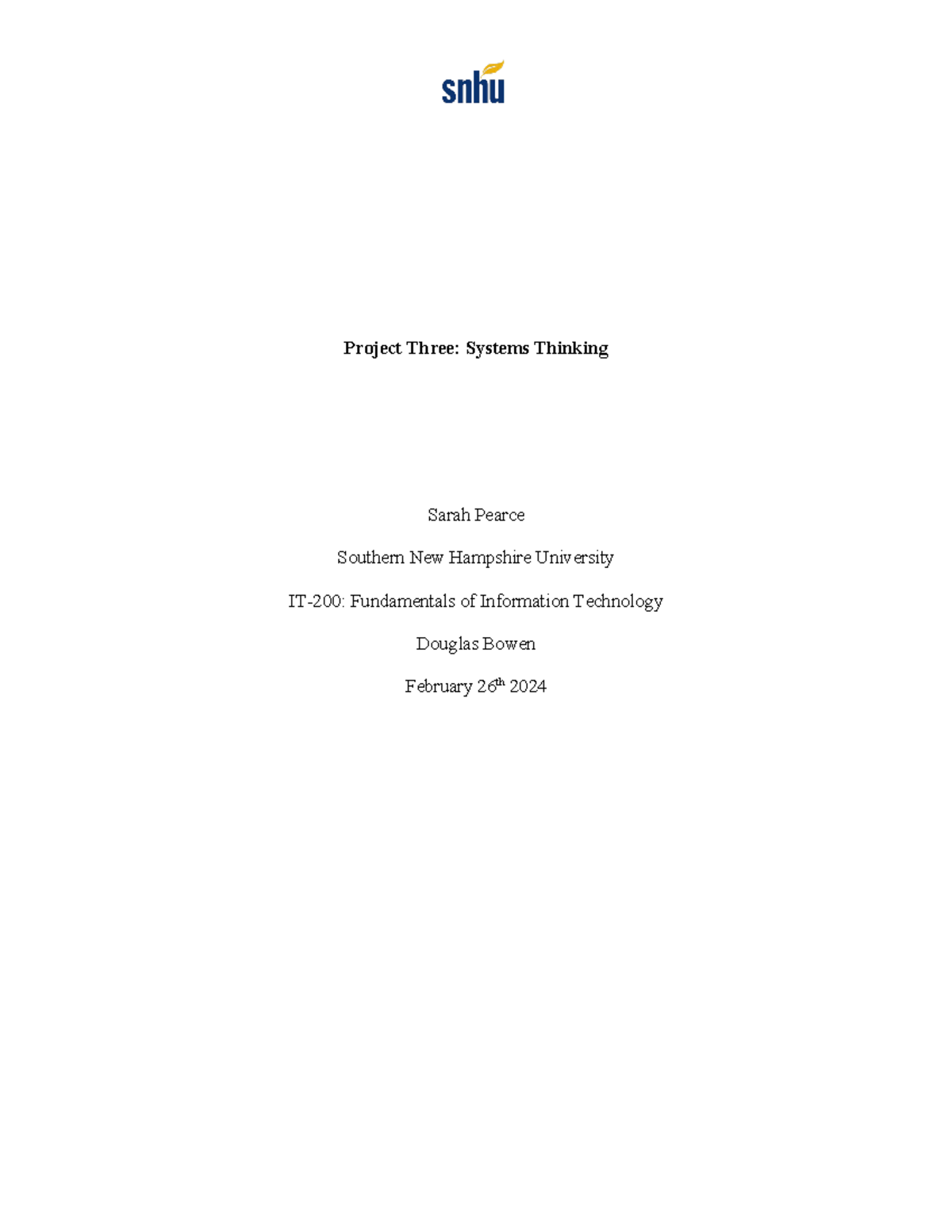 Module 8 Project 3 - Project Three: Systems Thinking Sarah Pearce ...