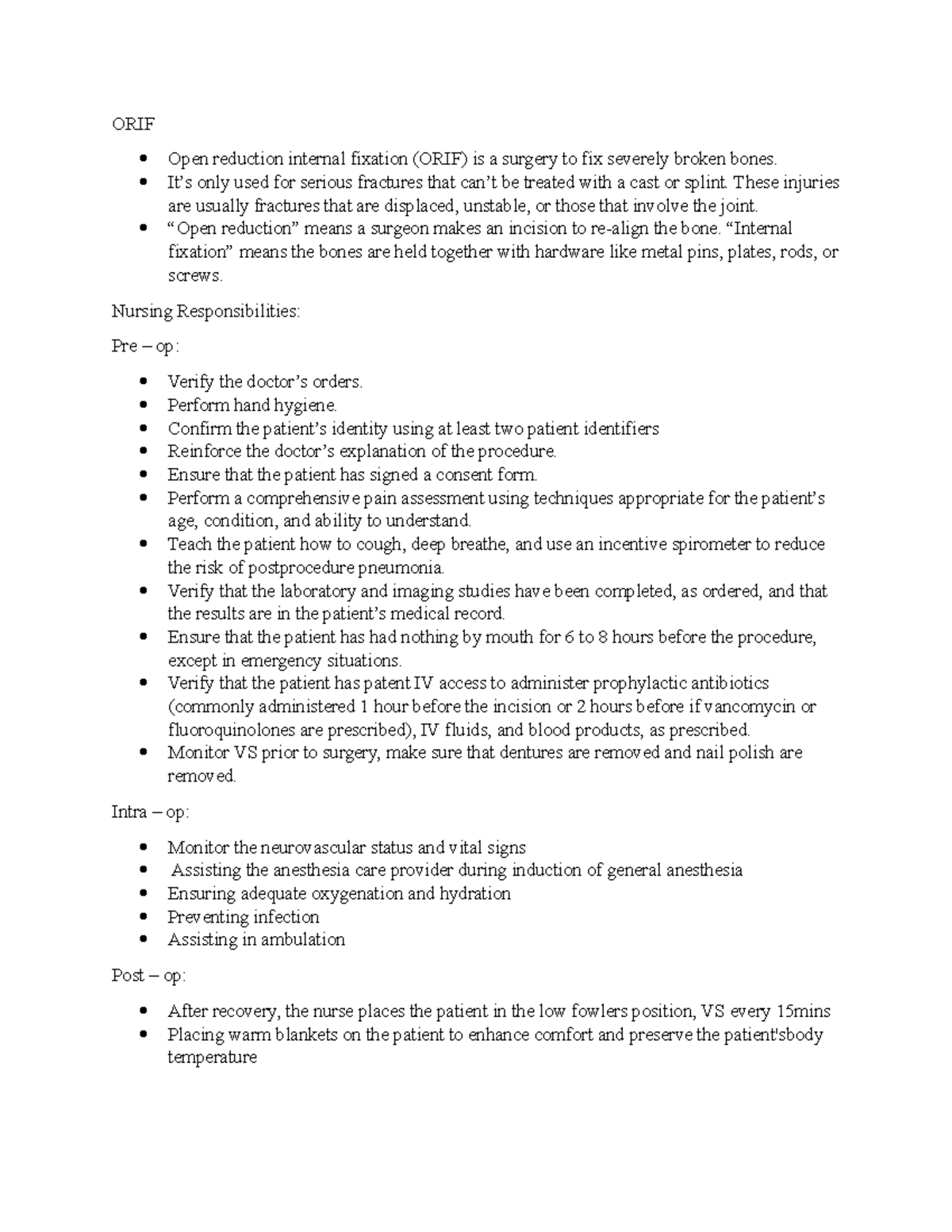 ORIF - Cc This is a lecture notes - ORIF Open reduction internal ...