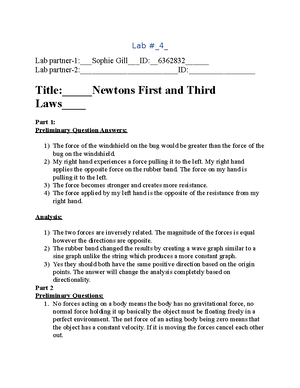 Physics 2 LAB LAB 5 - Lab report - Preliminary Questions: 1. The description is wrong because ...