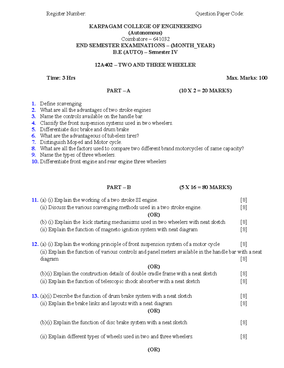 12A402 - Model Question Paper - Register Number: Question Paper Code ...