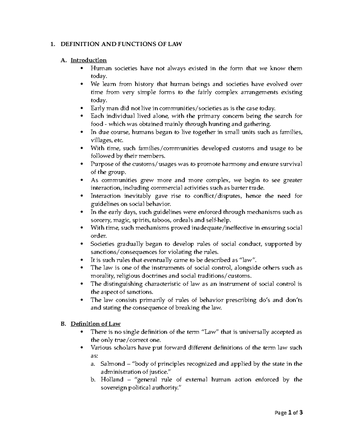 Legal Systems - Definition AND Functions OF LAW - 1 AND FUNCTIONS OF ...