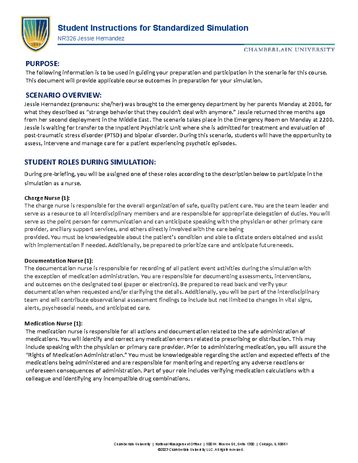 NR326 Jessie Hernandez Student Instructions March 2023 - Student Instructions for Standardized ...