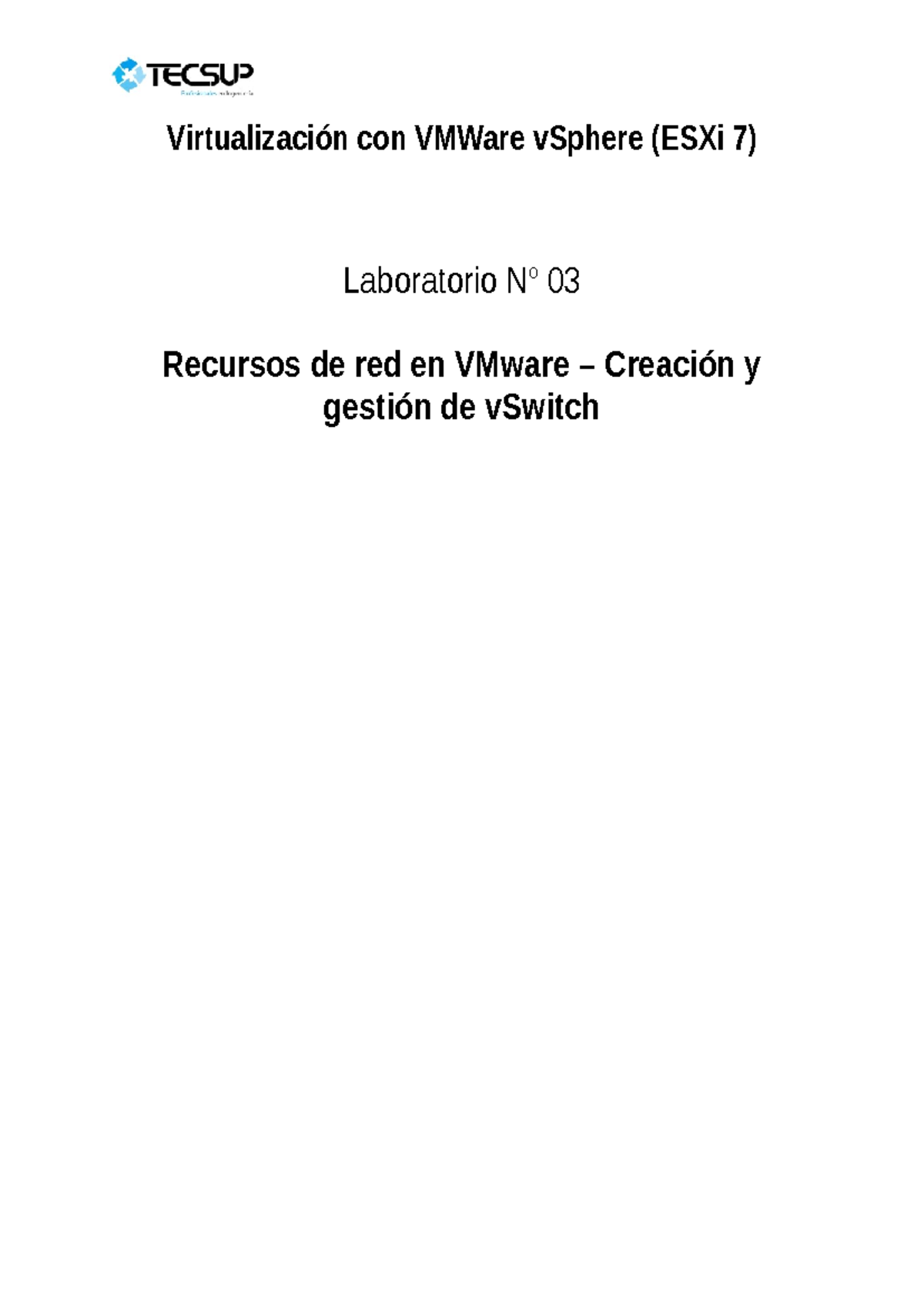 LAB03 - VMware - Recursos de red - Virtualización con VMWare vSphere ...
