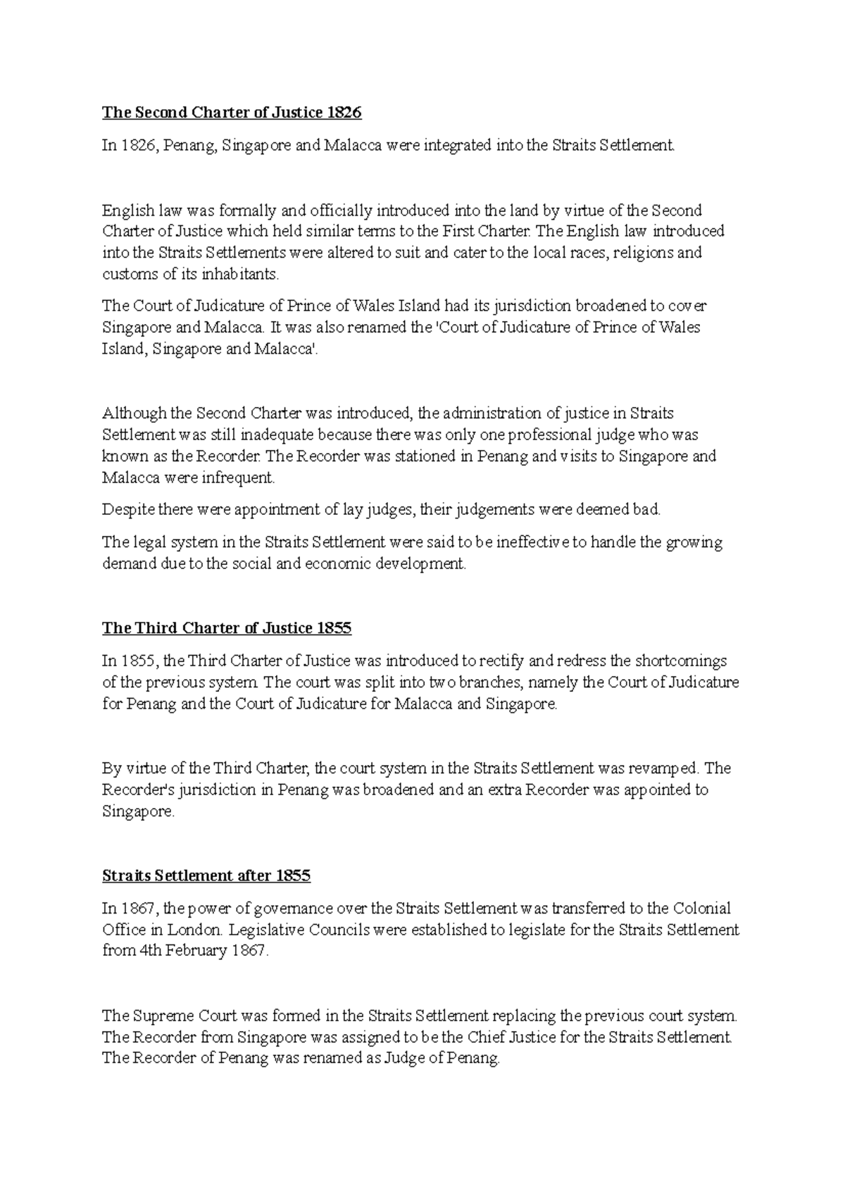 Malaysian Legal System - English Law 1 - The Second Charter of Justice ...