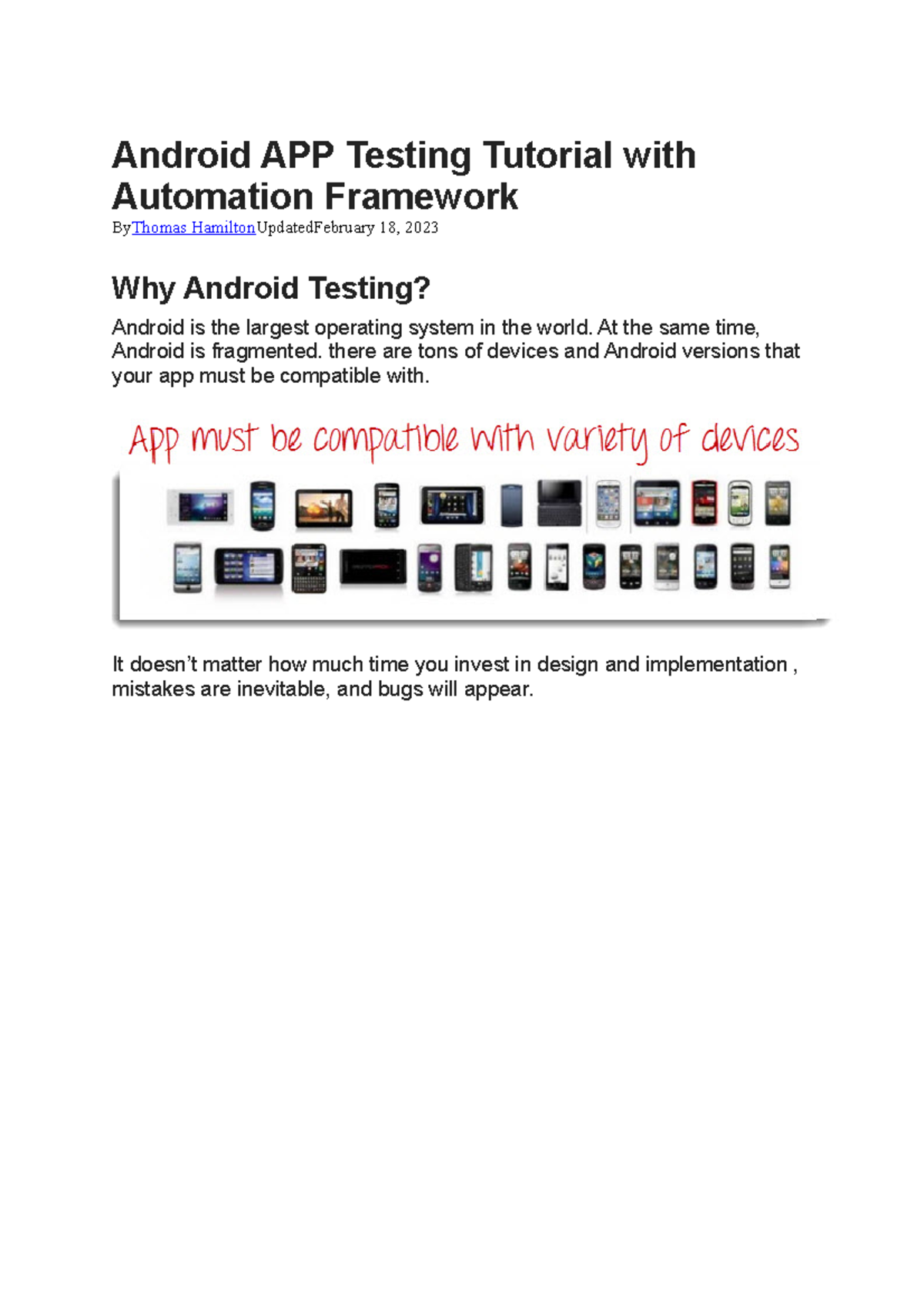 Android App Testing Tutorial With Automation Framework Android App