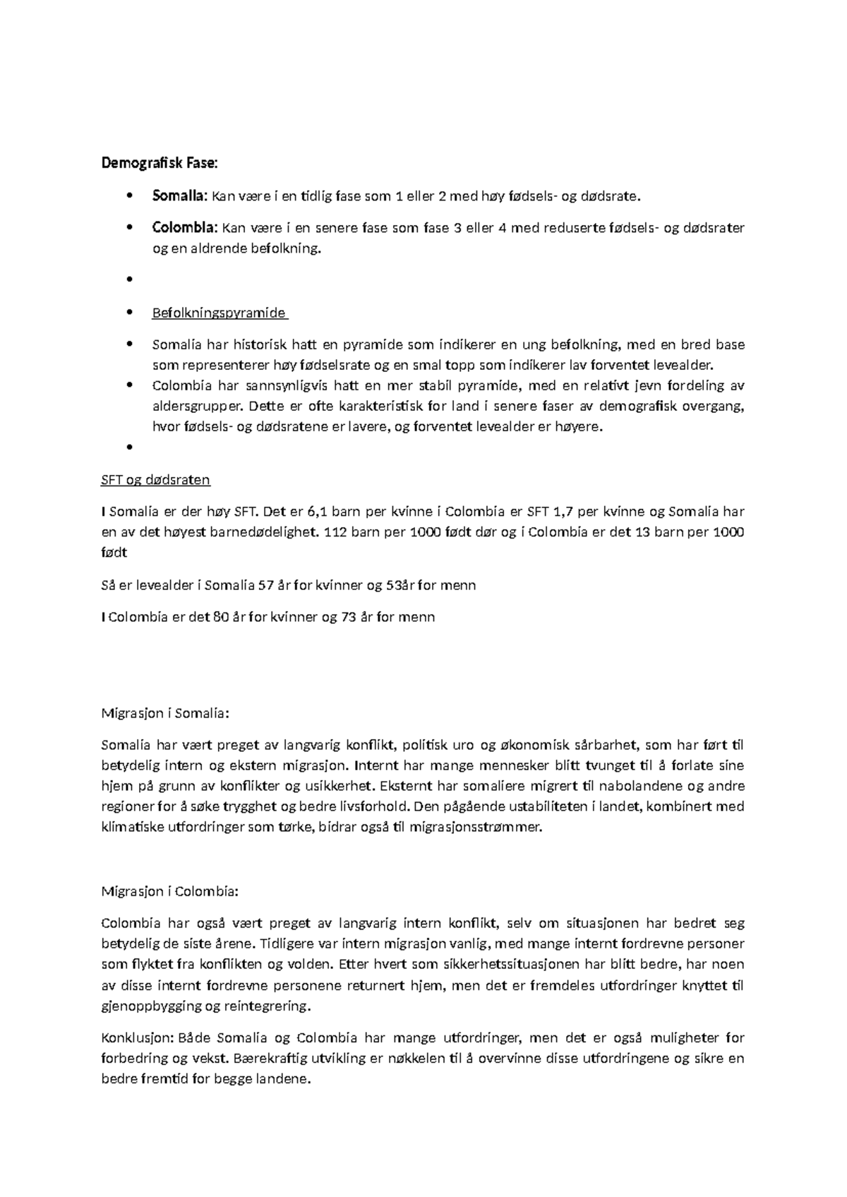 Globale levekår og utvikling prosjekt 2023 - Demografisk Fase: Somalia ...