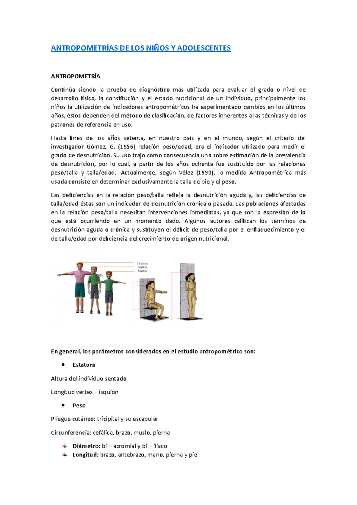 Antropometrías DE LOS Niños Y Adolescentes - ANTROPOMETRÍAS DE LOS ...