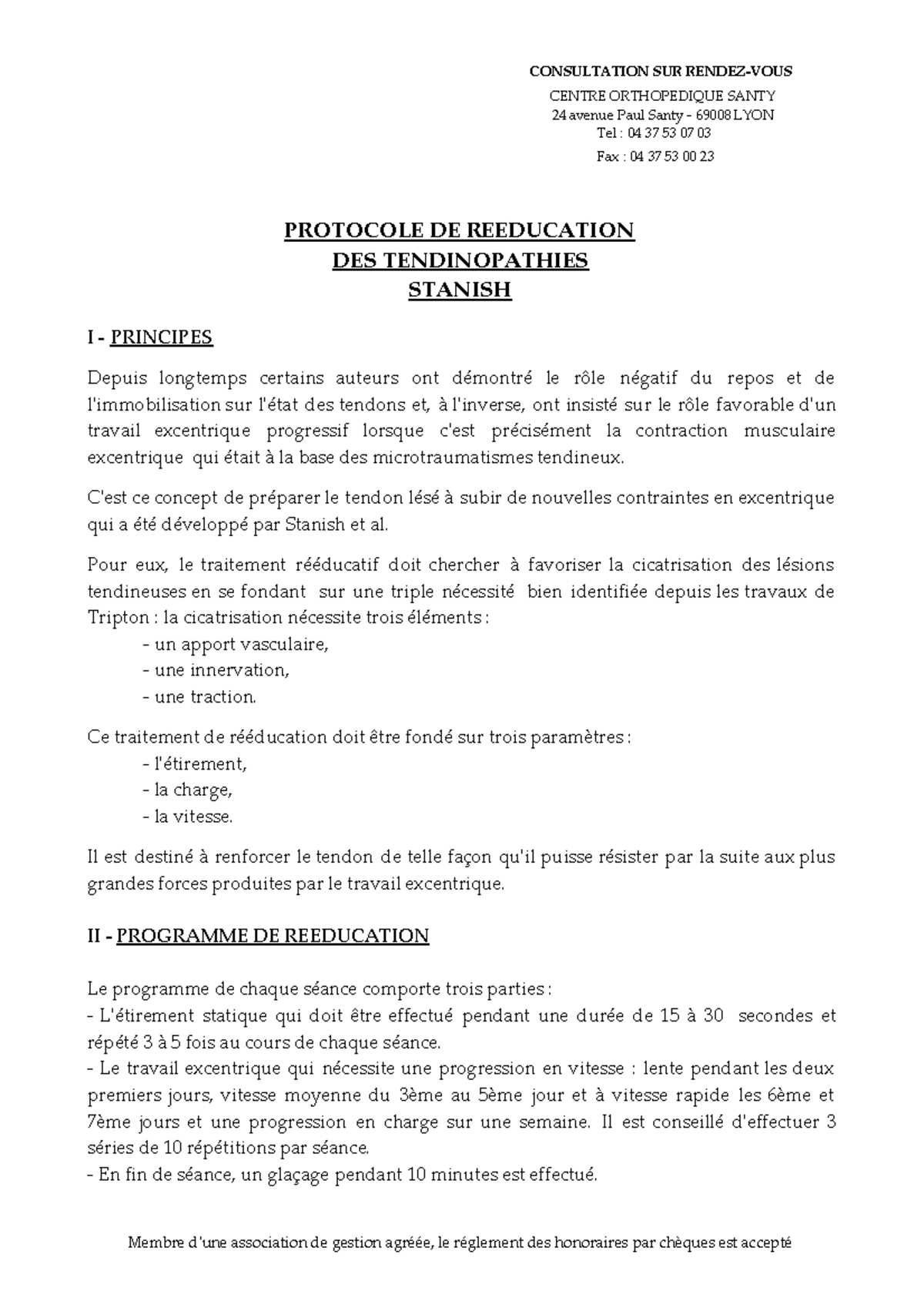 Protocole de reeducation des tendinopathies stanish - CONSULTATION SUR ...