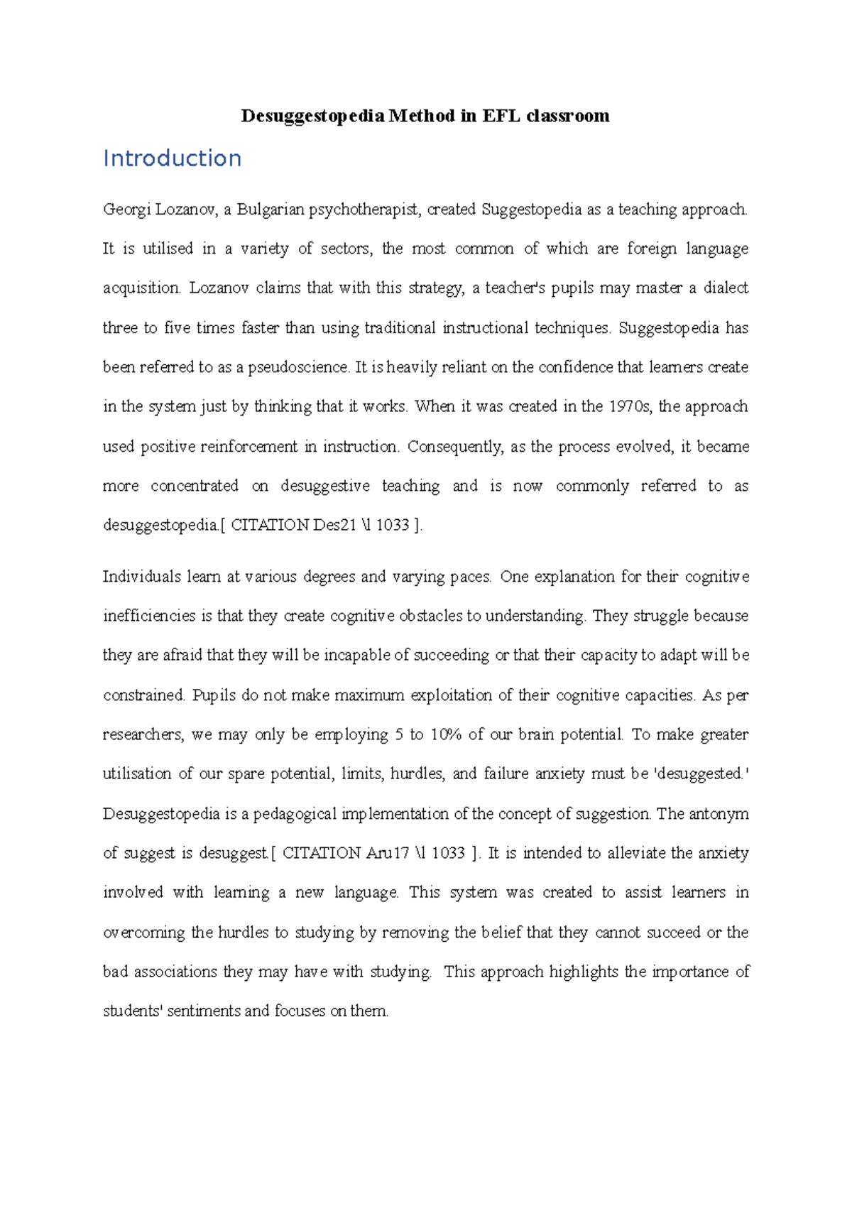 Desuggestopedia Method in EFL classroom - Desuggestopedia Method in EFL ...