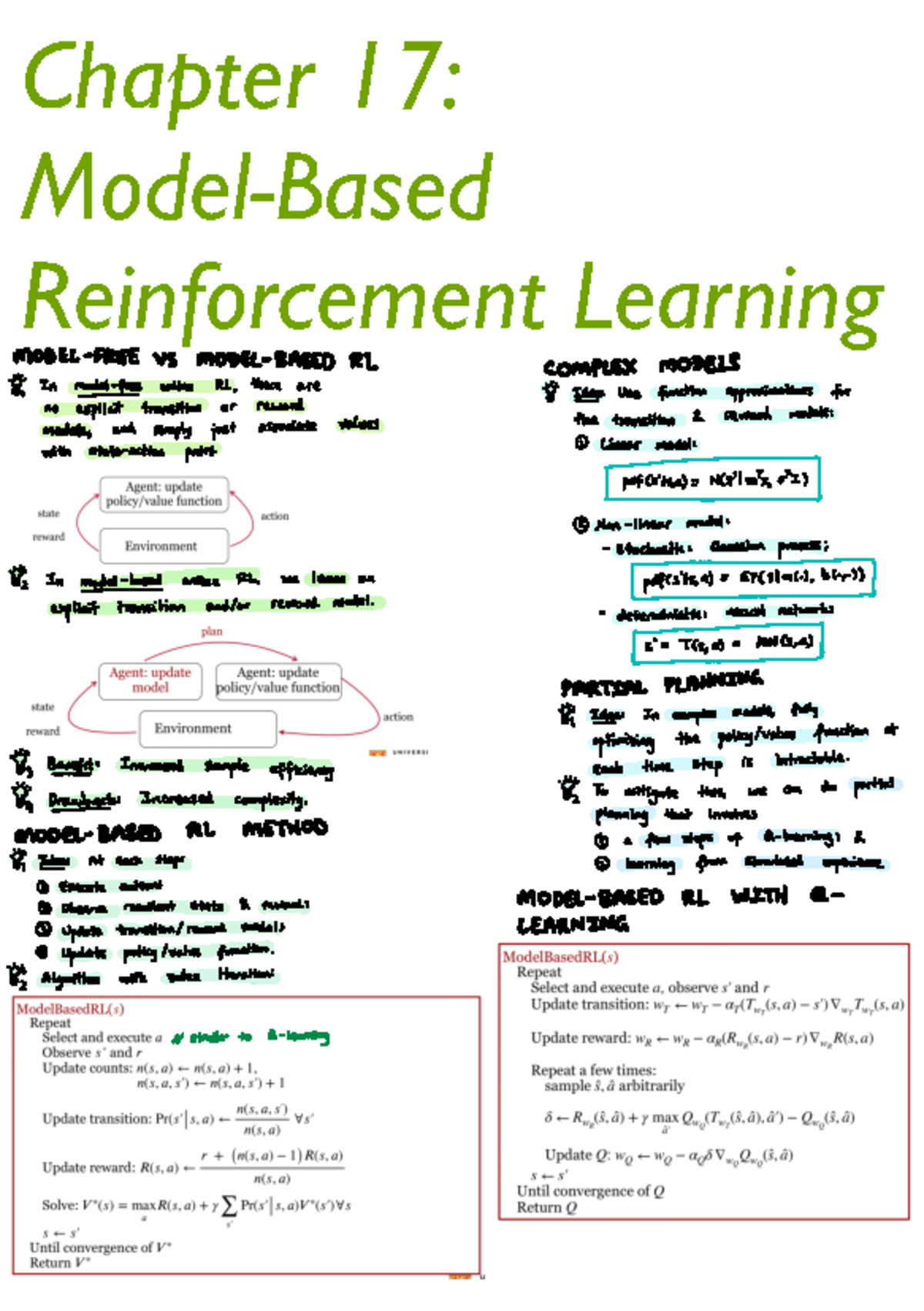 Handwritten ai-15 - Chapter 17: Model-Based Reinforcement Learning ...