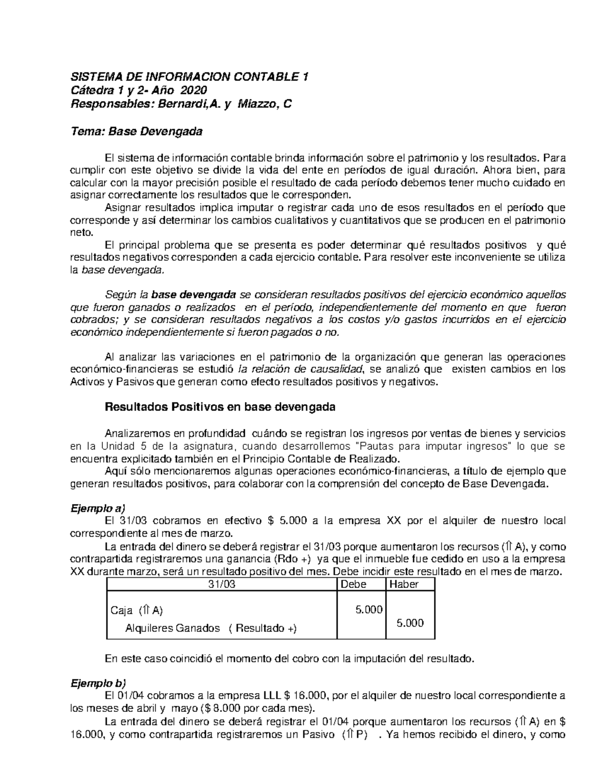 Apunte n6 nota de catedra base devengada - SISTEMA DE INFORMACION ...