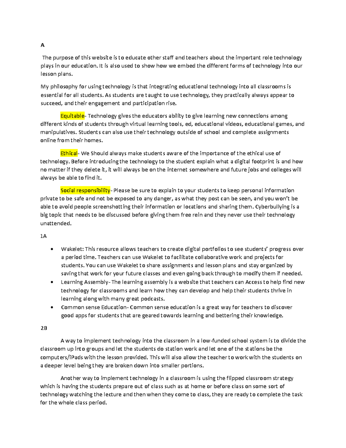 D092 task1 2 - A The purpose of this website is to educate other staff ...