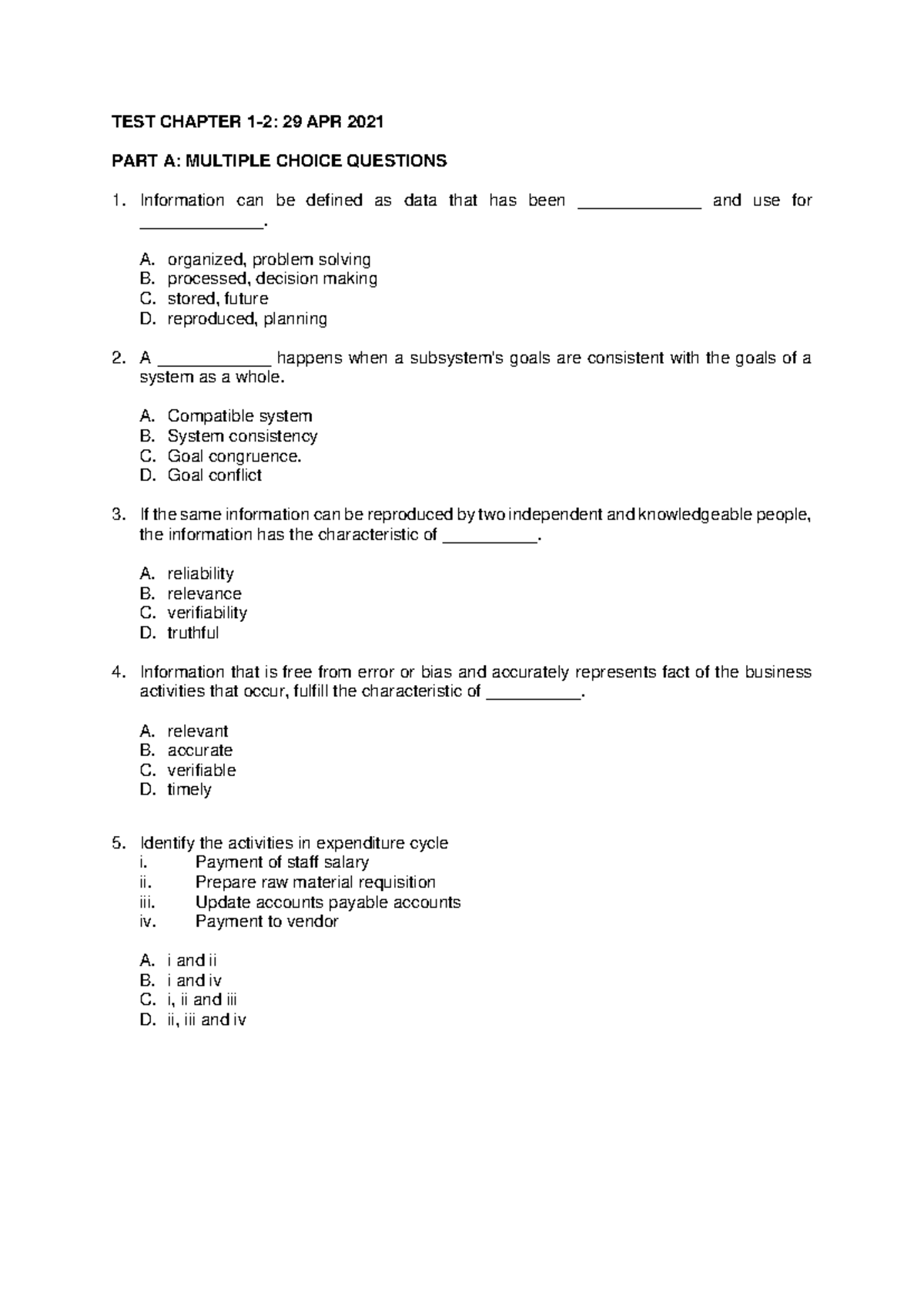AIS615 TEST APR 2021 Q - past years question. hope it helps - TEST ...