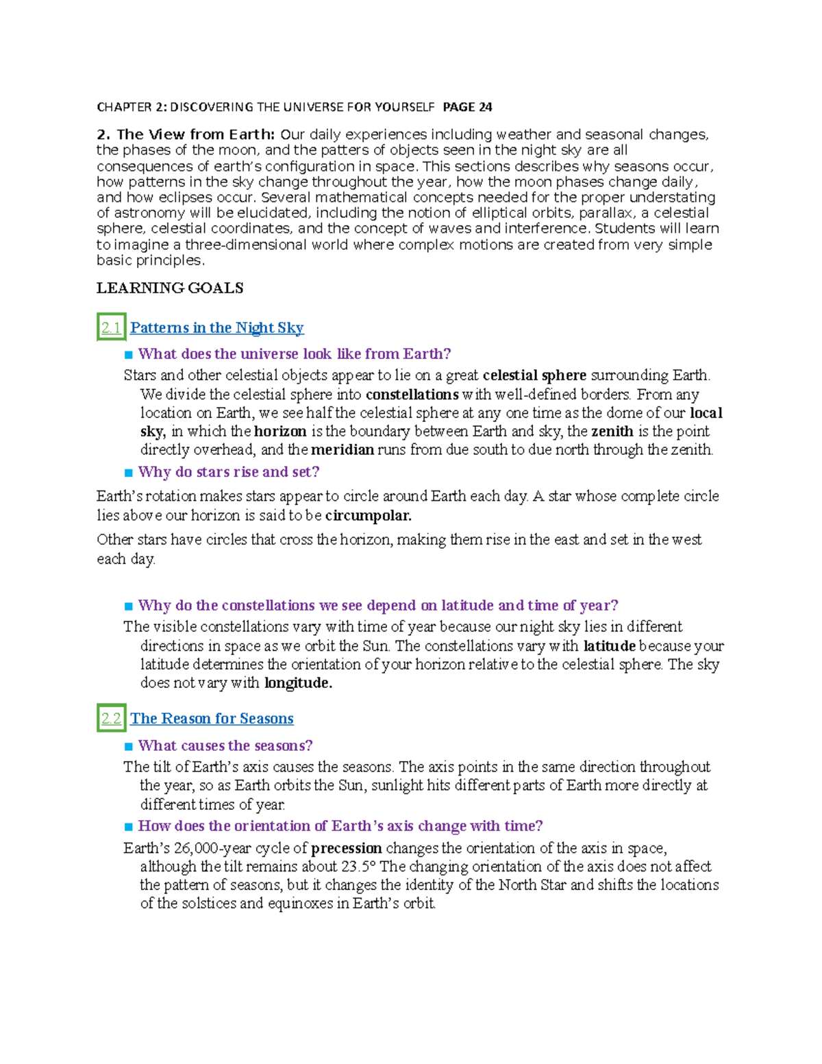 Chapter 2 - CHAPTER 2: DISCOVERING THE UNIVERSE FOR YOURSELF PAGE 24 2 ...