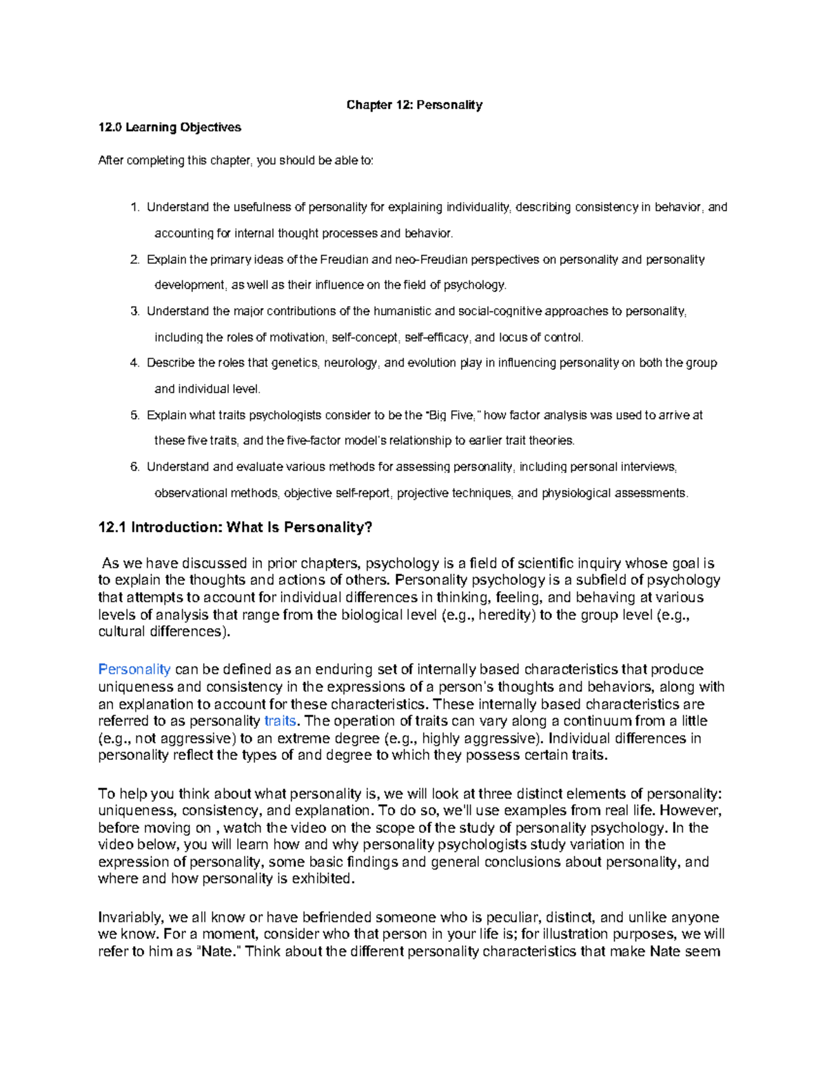 Chapter 12 - Child devlopement - Chapter 12: Personality 12 Learning ...