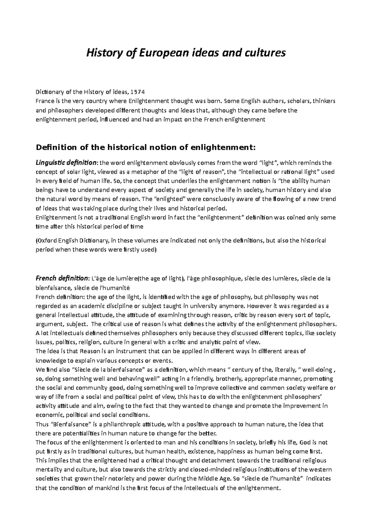 (History of European ideas and culture) - History of European ideas and ...