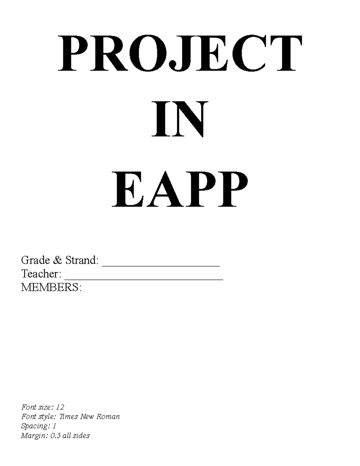 Project IN EAPP 4th Quarter - Business Administration - PROJECT IN EAPP Grade & Strand: - Studocu