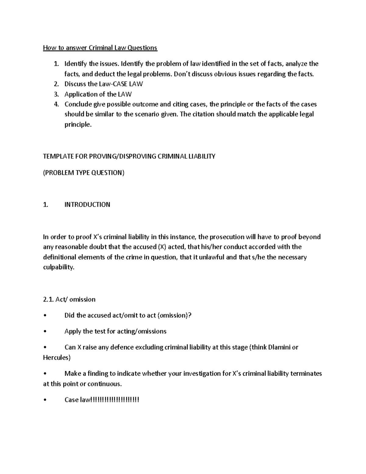 How to answer Criminal Law Questions - UNAM - Studocu