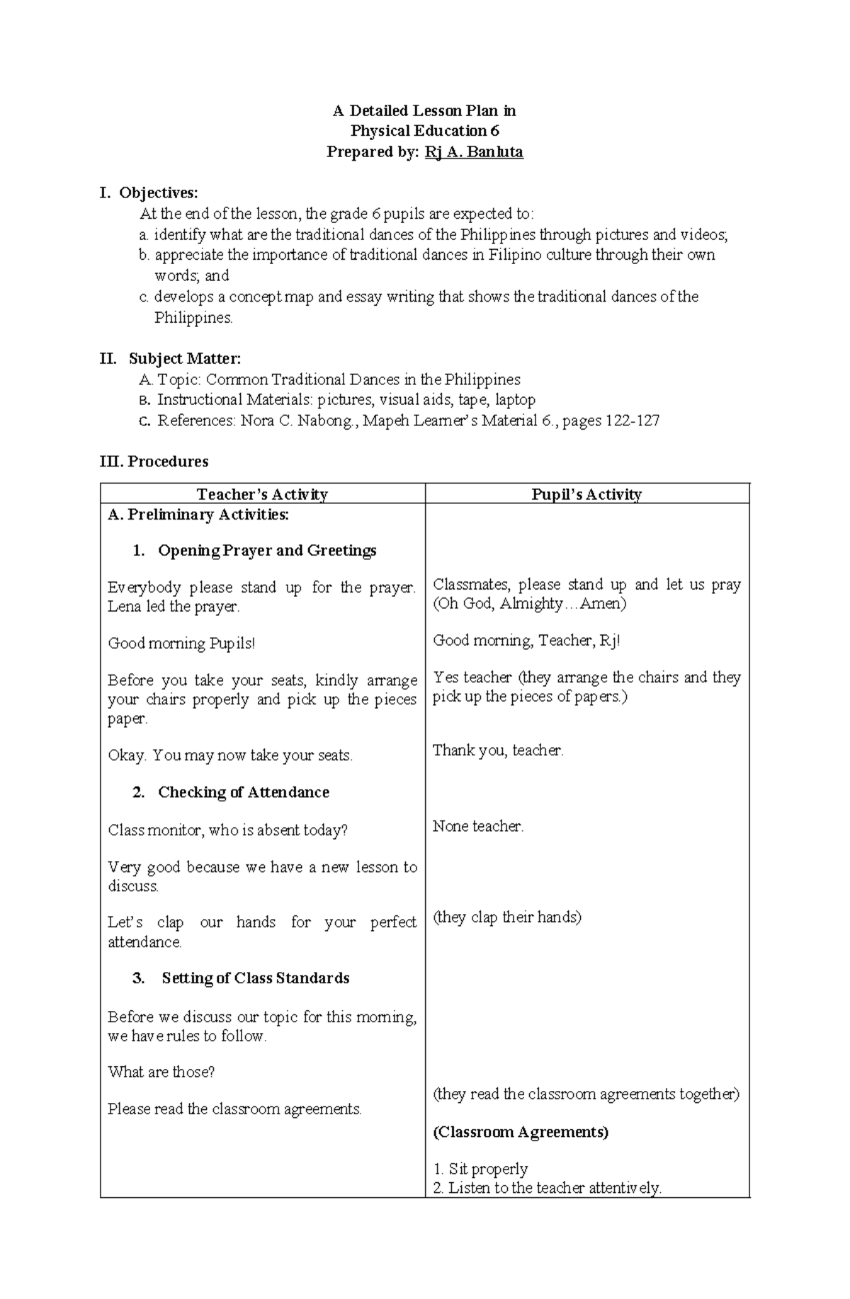 PE - A detailed Lesson Plan - A Detailed Lesson Plan in Physical ...