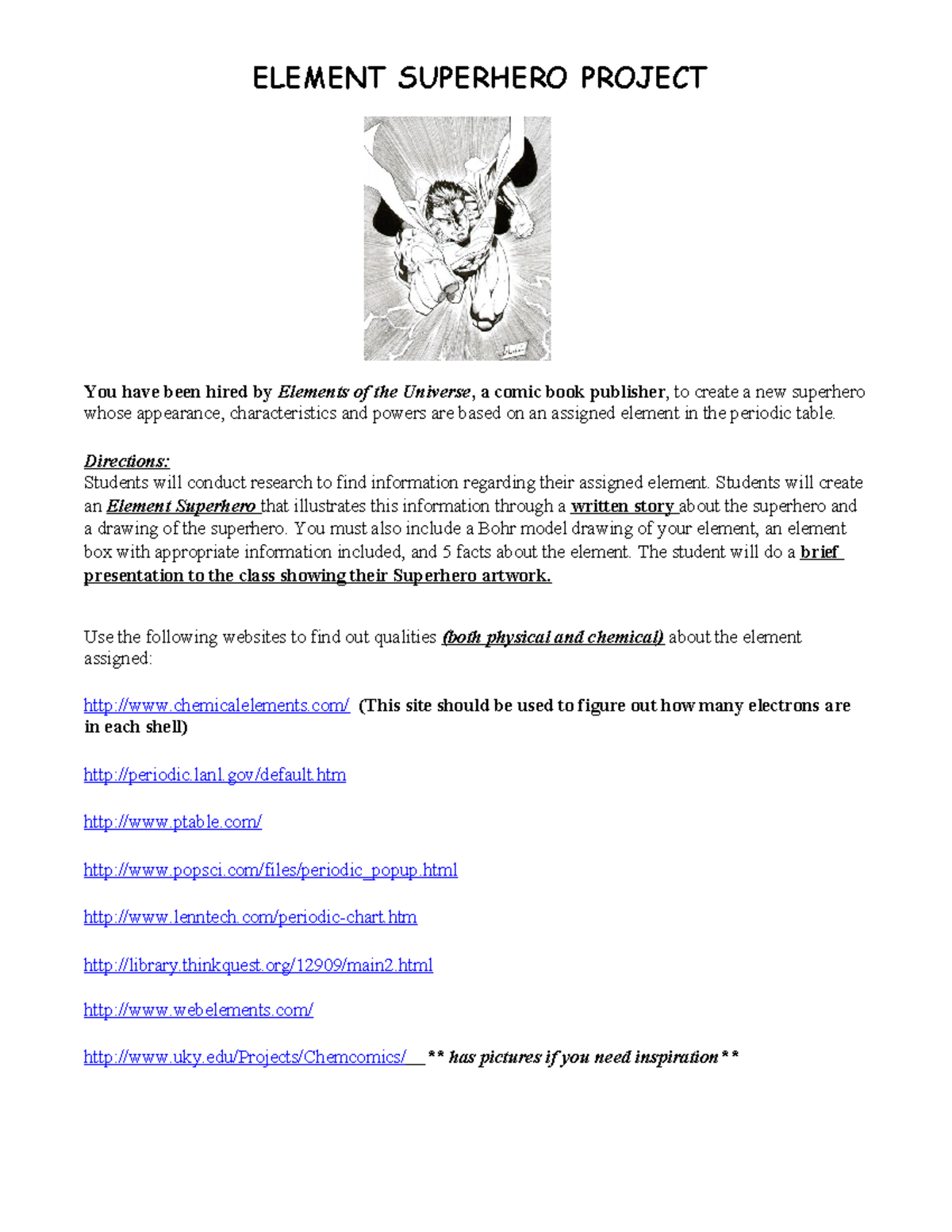 Element superhero - It’s yeah - ELEMENT SUPERHERO PROJECT You have been ...