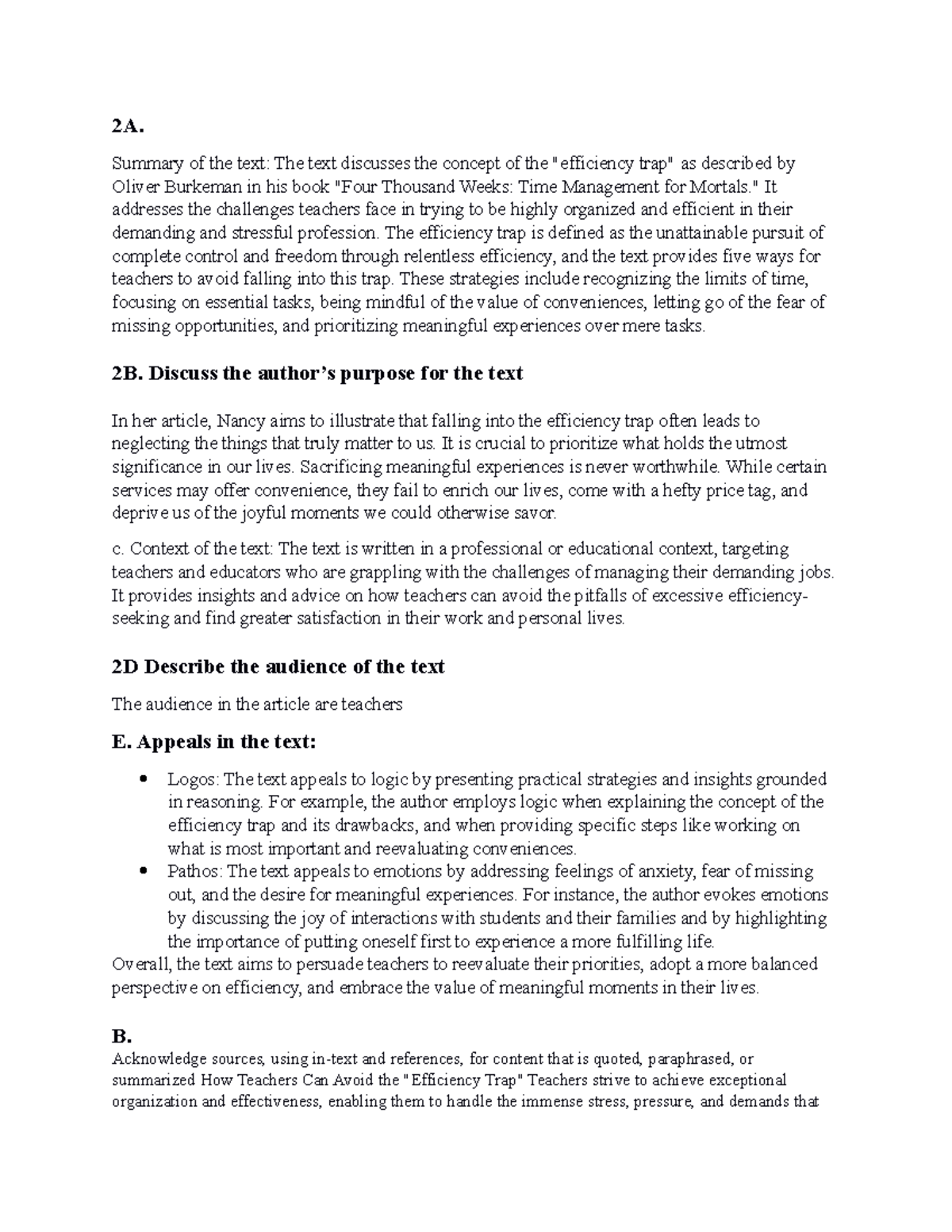 D269 analiysis task 1 rev - 2A. Summary of the text: The text discusses ...