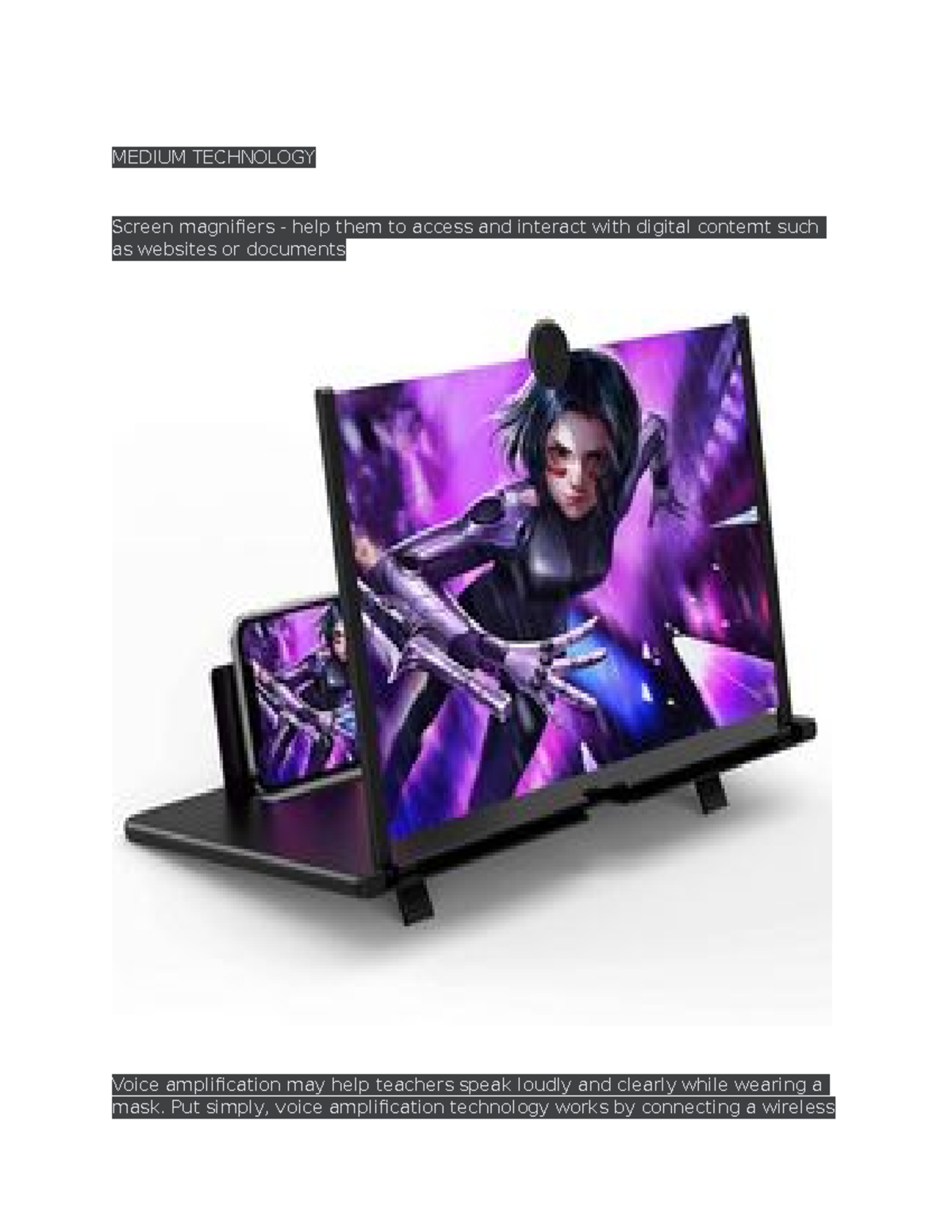 Medium- Technology - MEDIUM TECHNOLOGY Screen magnifiers - help them to ...