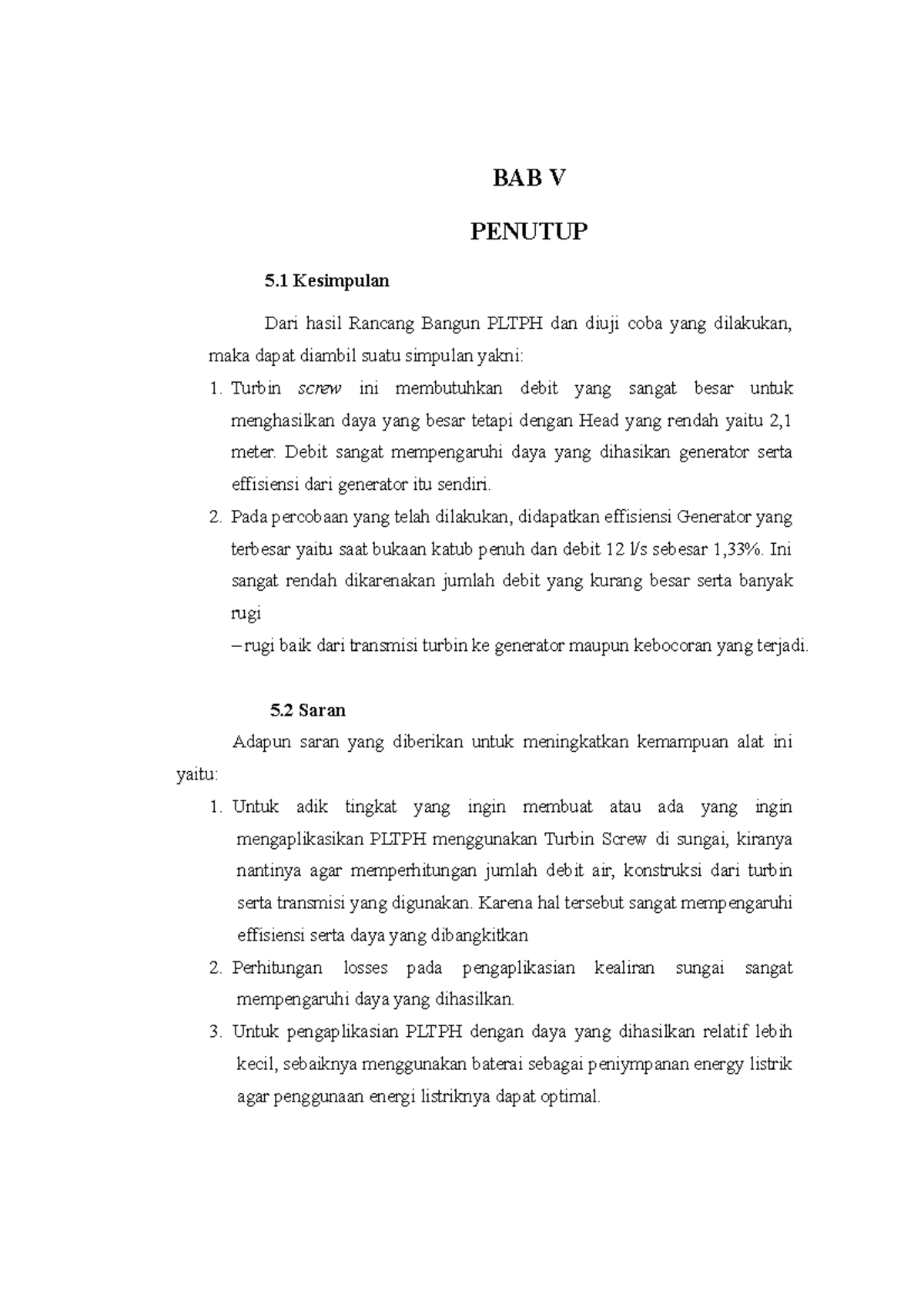 Kesimpulan Pembangunan Pltph - BAB V PENUTUP 5 Kesimpulan Dari hasil ...