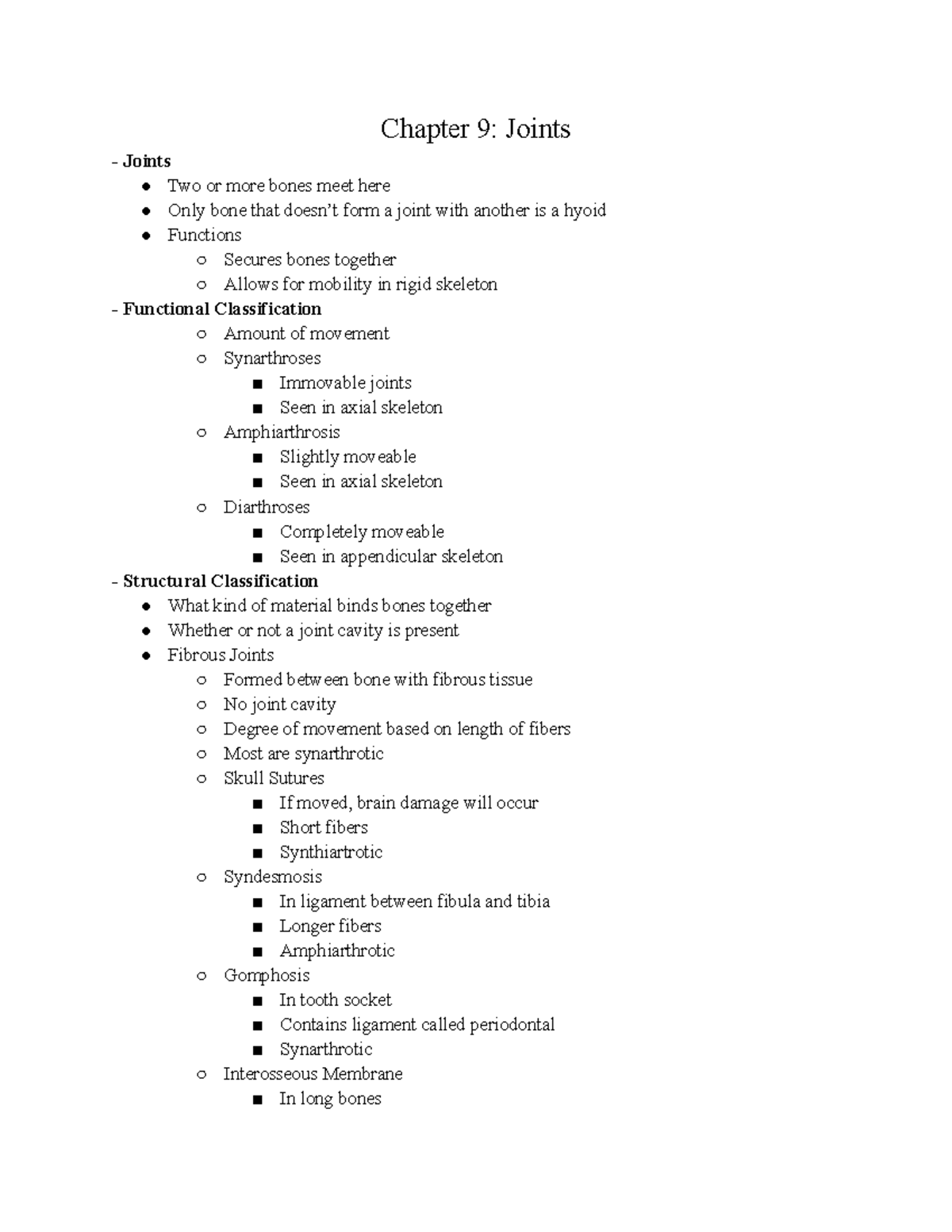 Joints - Anatomy and Physiology I - Chapter 9: Joints Joints Two or ...