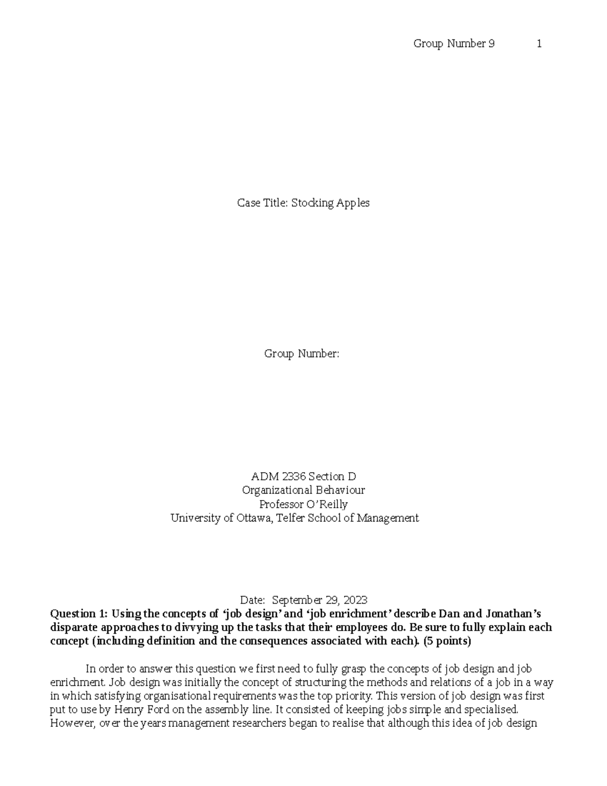 Case Assignment 1 - Stocking Apples - Case Title: Stocking Apples Group ...