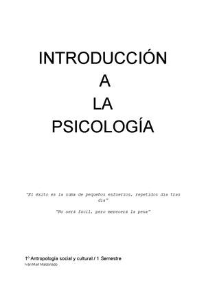 INTRODUCCIÓN TEMA 1 - INTRODUCCIÓN A LA PSICOLOGÍA LA PSICOLOGÍA COMO ...