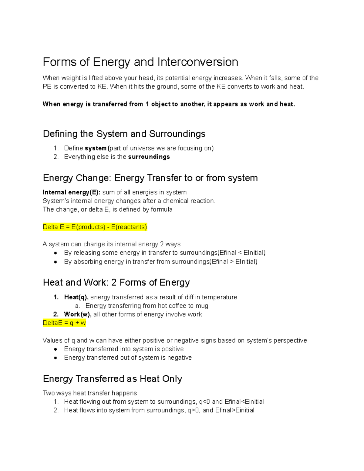 Forms of Energy and Interconversion - When it falls, some of the PE is ...