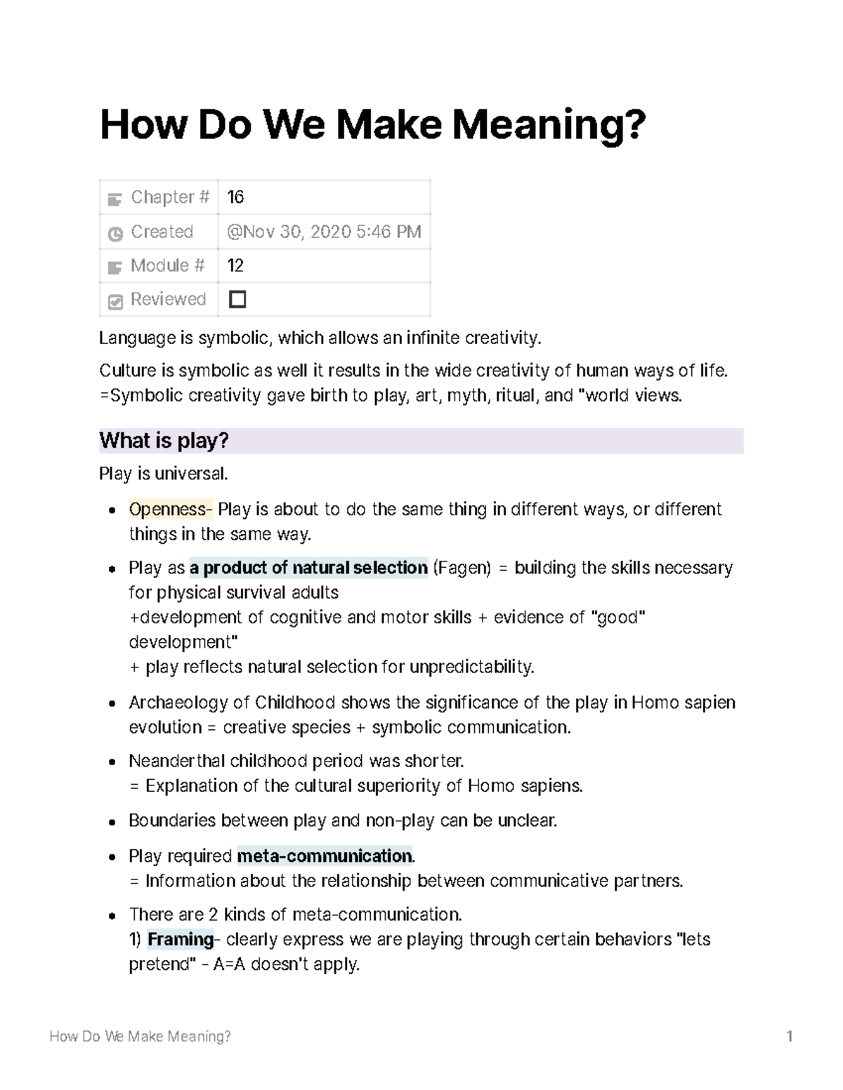 How Do We Make Meaning - Lecture notes 16 - How Do We Make Meaning ...