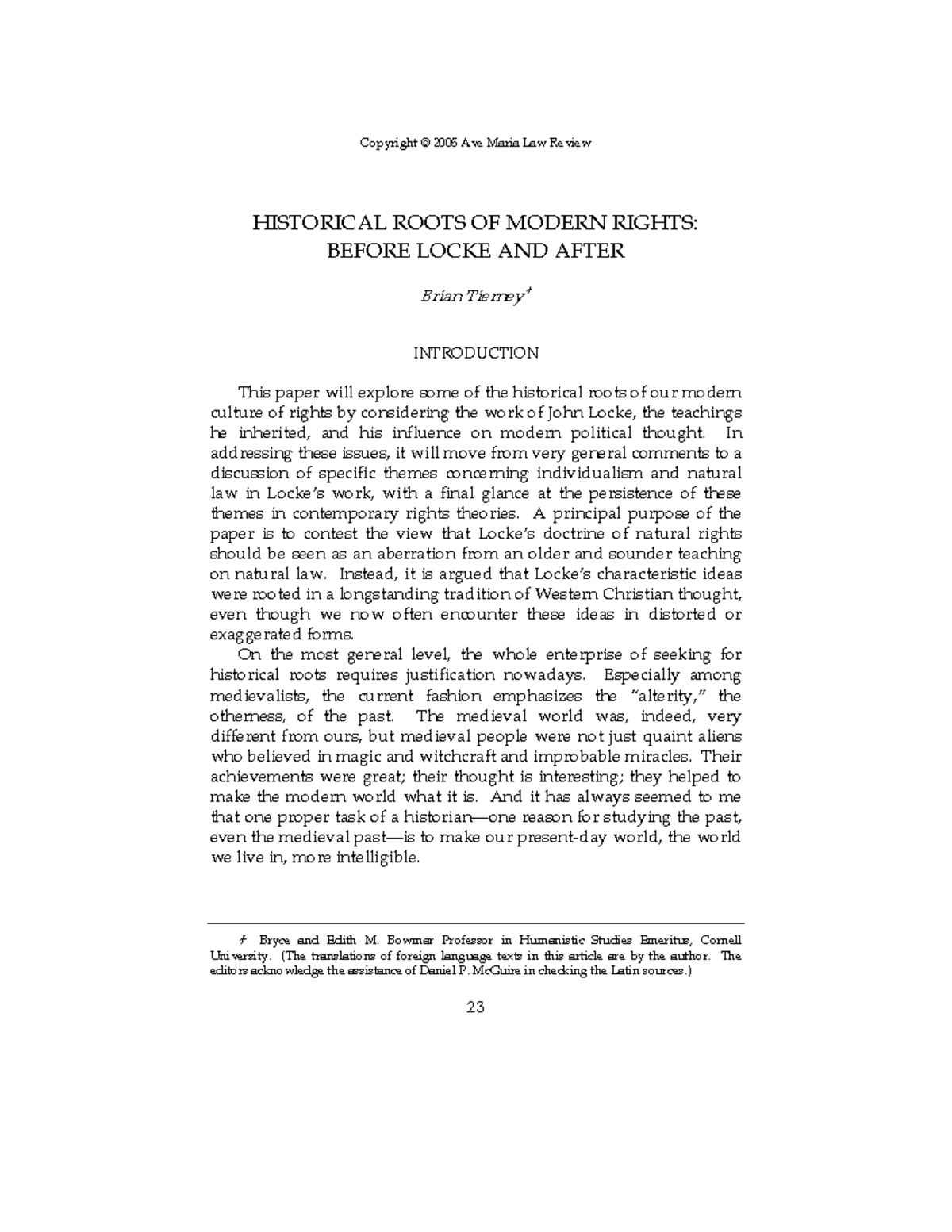 Historical Roots of Modern Rights- before Locke After - Copyright ...