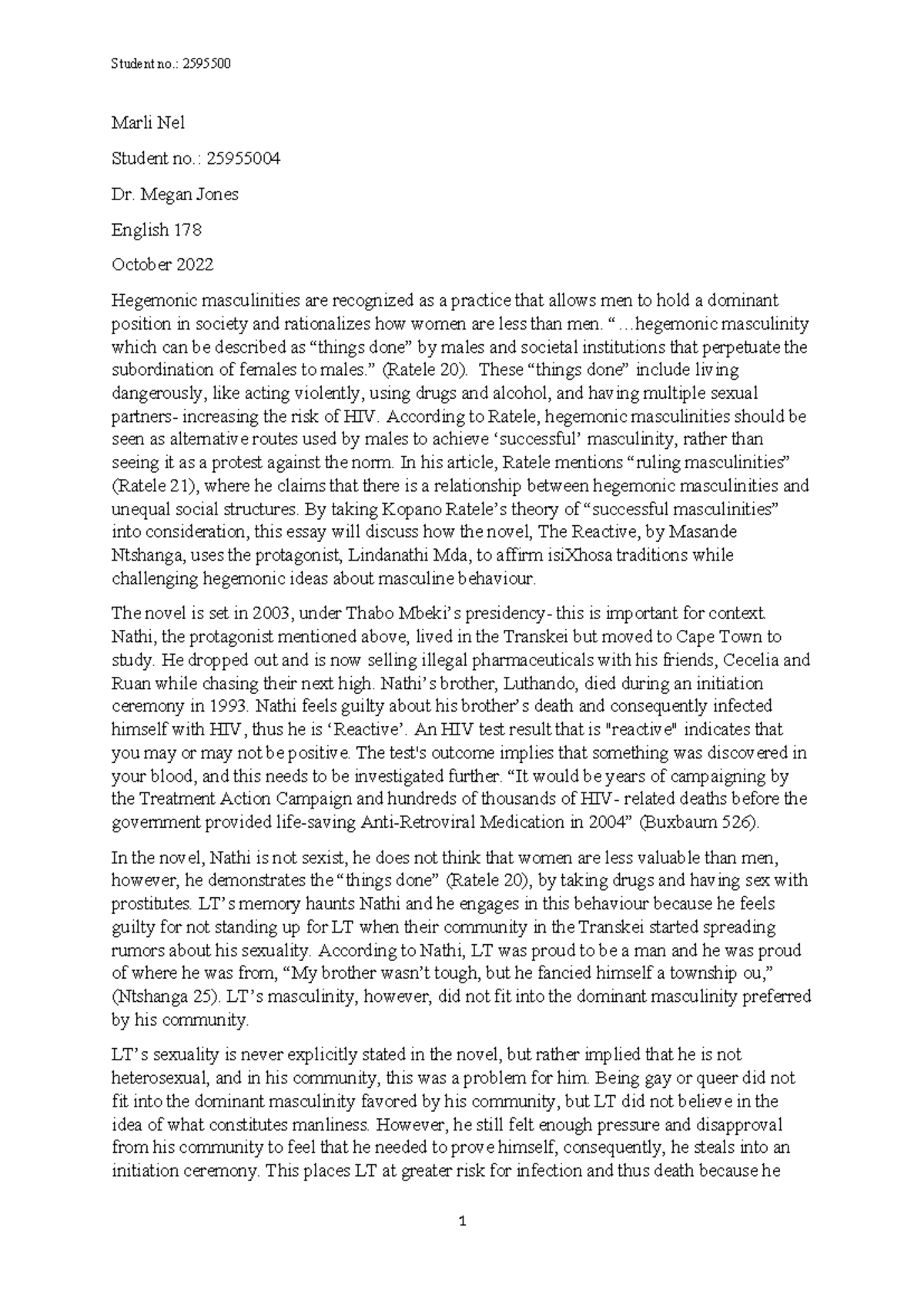 The Reactive Essay 25955004 - Marli Nel Student no.: 25955004 Dr. Megan ...