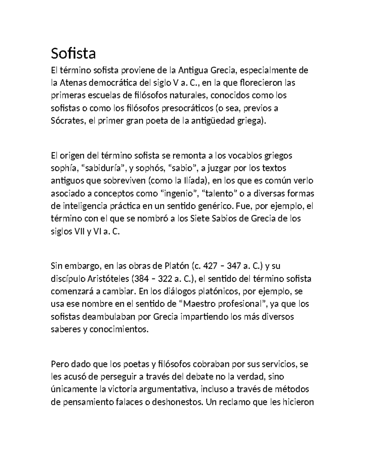Sofista 2526651498 - Sofista El término sofista proviene de la Antigua ...