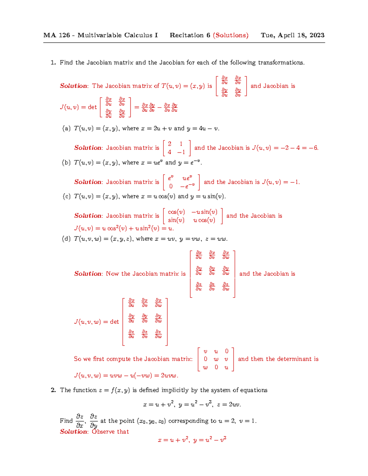 MA126 23S2 Rc6 sol - weekly practice problems for each lesson - MA 126 ...