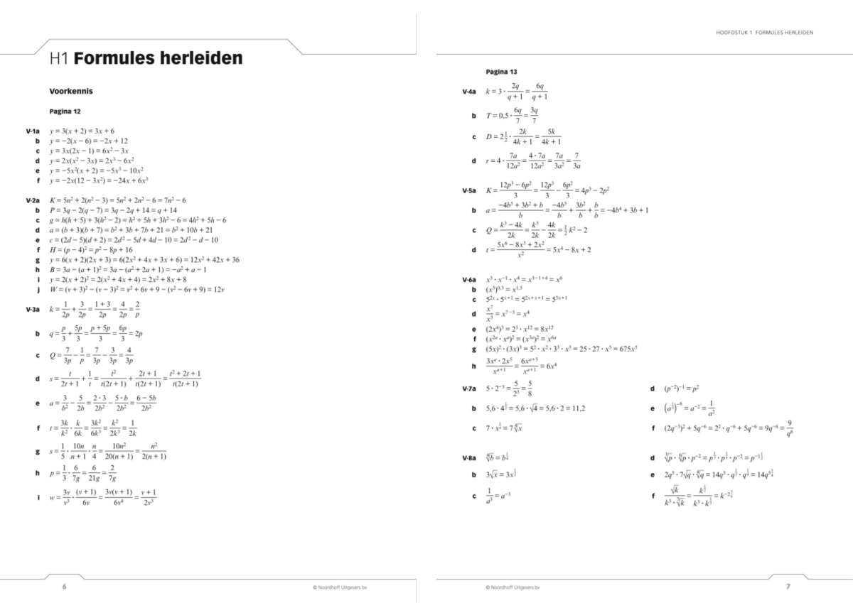 A5 wis A h1 Formules herleiden Uitwerkingen - Healthcare - Studeersnel