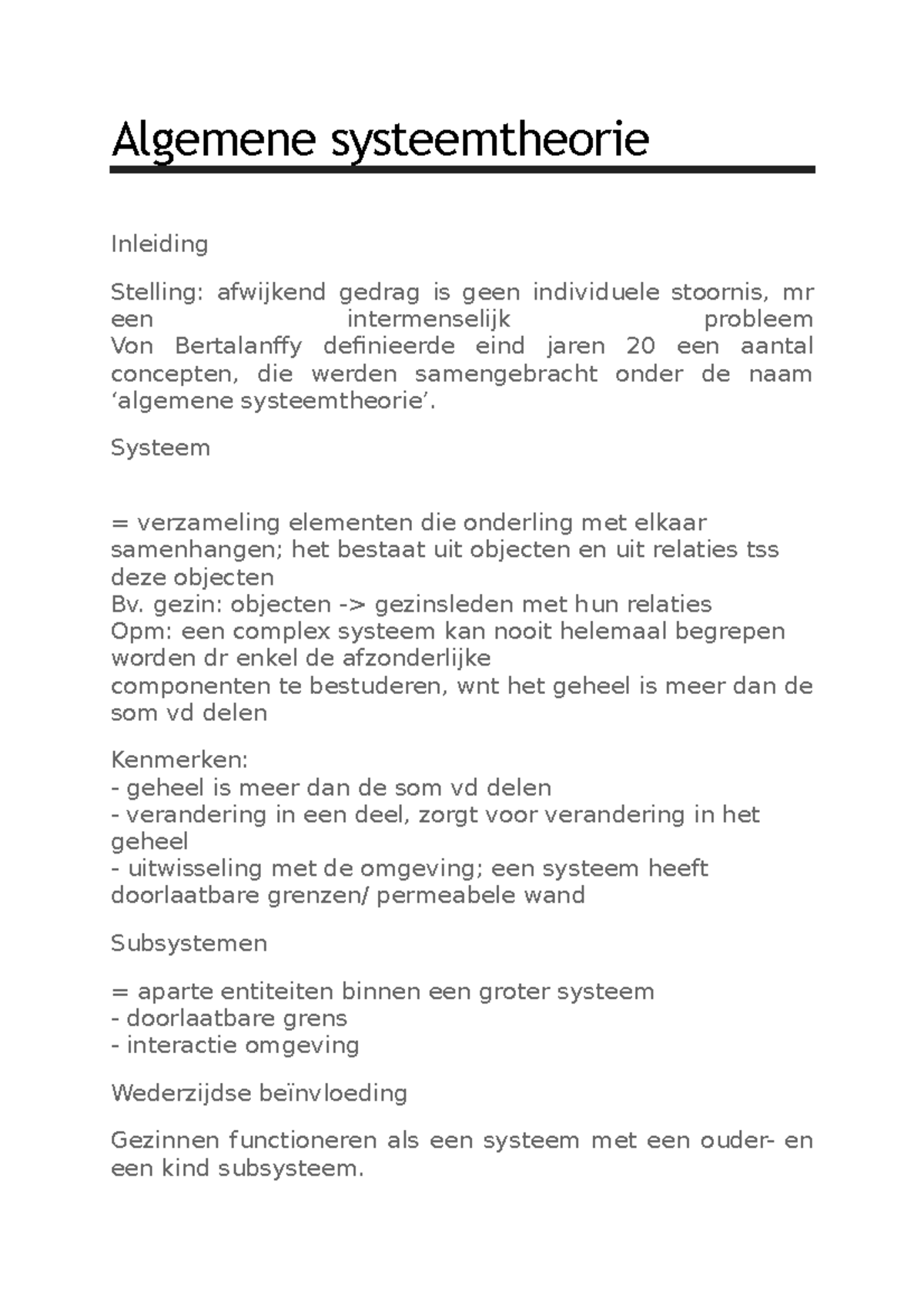 Algemene systeemtheorien - Algemene systeemtheorie Inleiding Stelling ...
