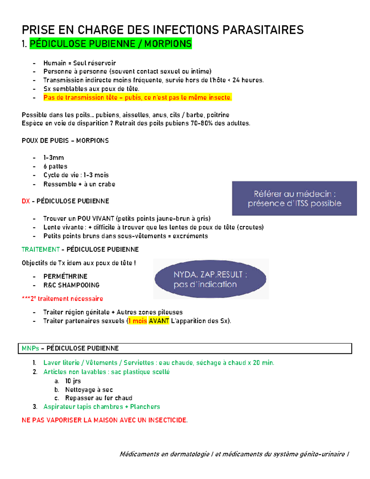 Pédiculose pubienne (morpions) et gale - Thérapie [WL] - Médicaments en ...
