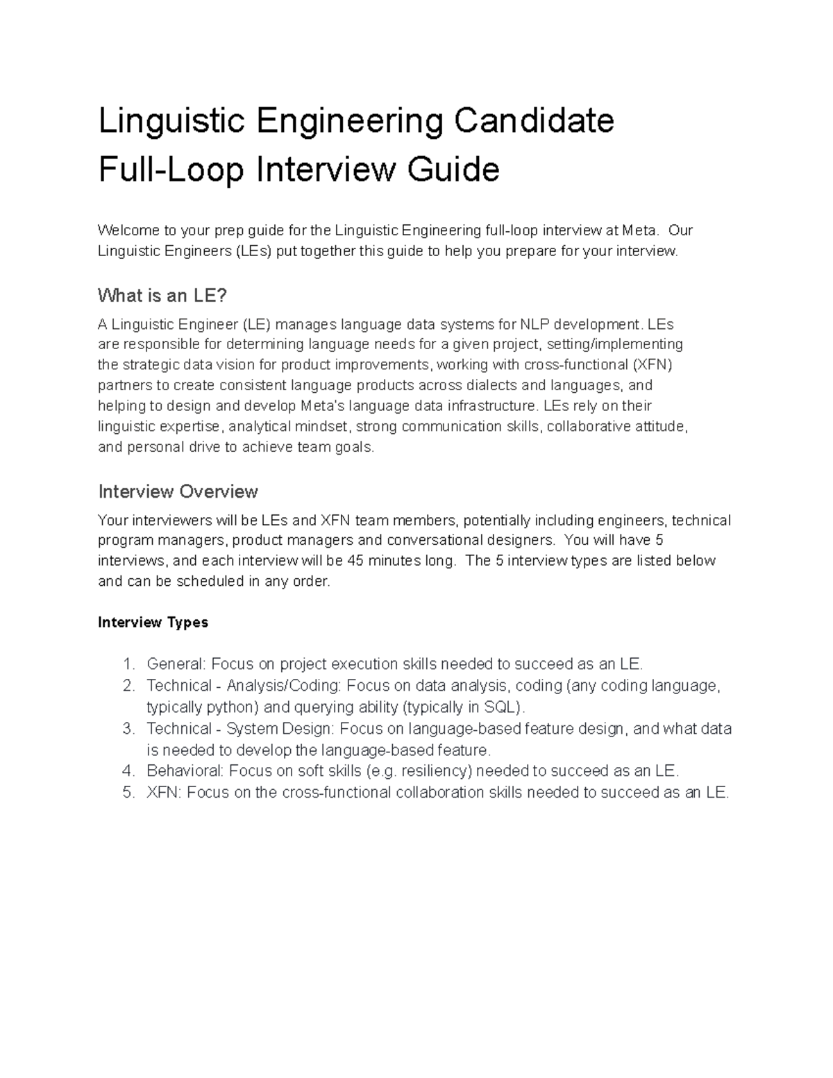 Meta Linguistic Engineer Interview Prep doc - Linguistic Engineering ...