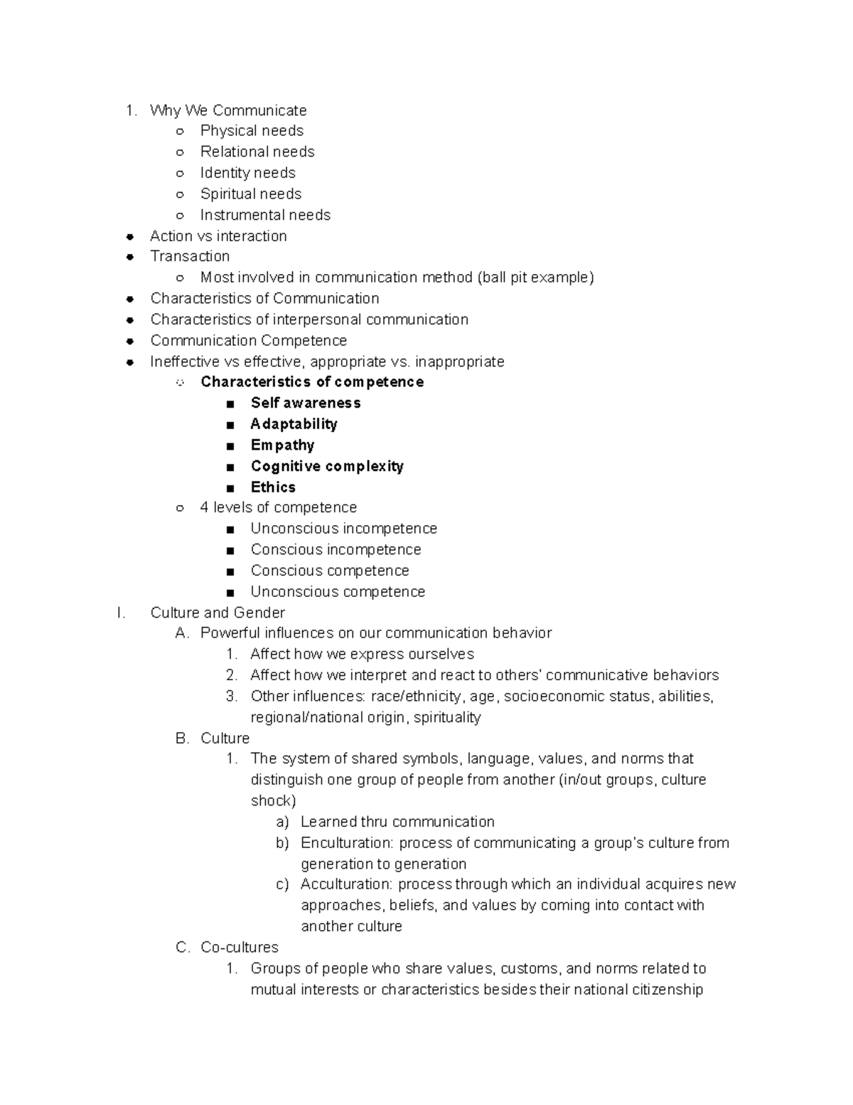 COMM 3480 Notes - Why We Communicate Physical needs Relational needs ...