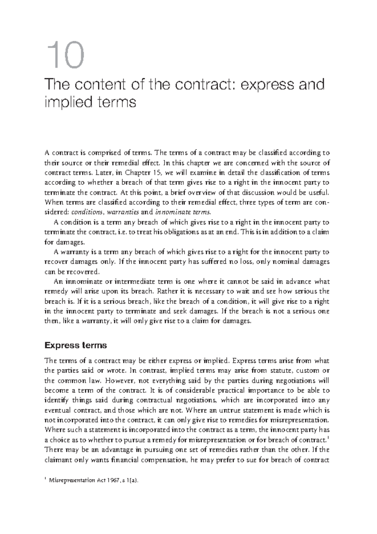 Zlib - n/a - 10 The content of the contract: express and implied terms ...