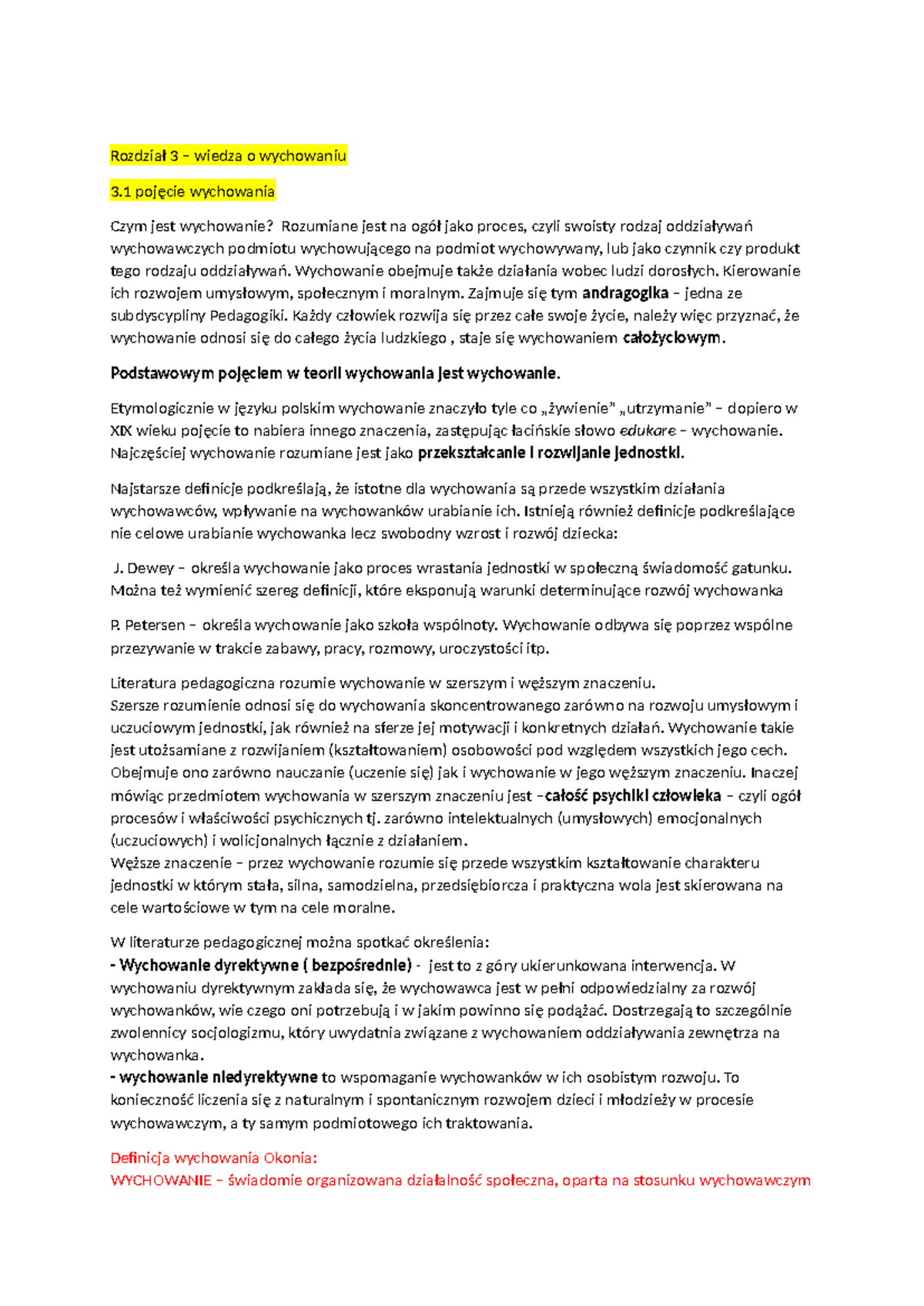 Wiedza o wychowaniu - notatki do egzaminu z dydaktyki - Rozdział 3 – wiedza o wychowaniu 3 ...