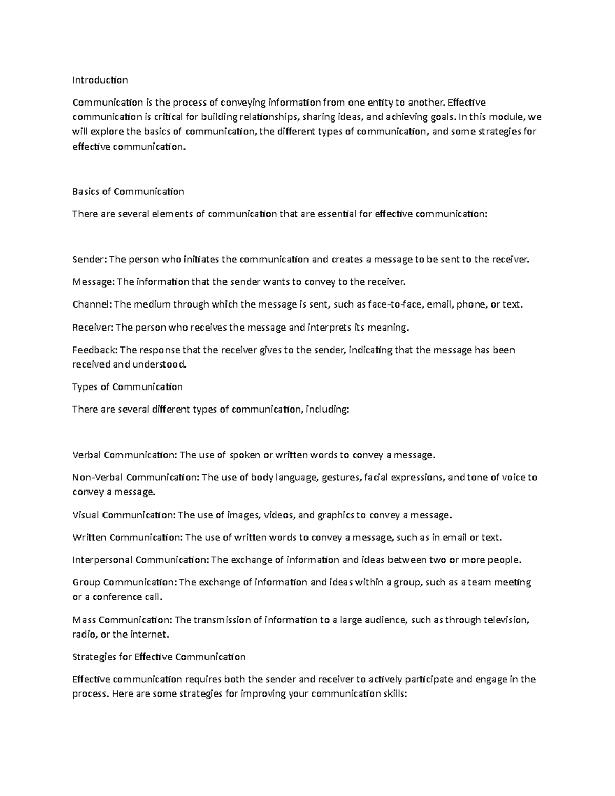 General communication - Introduction Communication is the process of ...