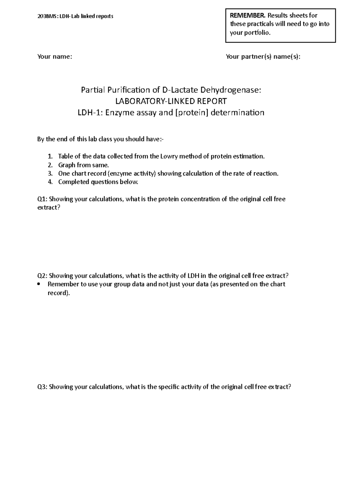 LDH-1 LAB Linked report - 203BMS: LDH-Lab linked reports Your name ...