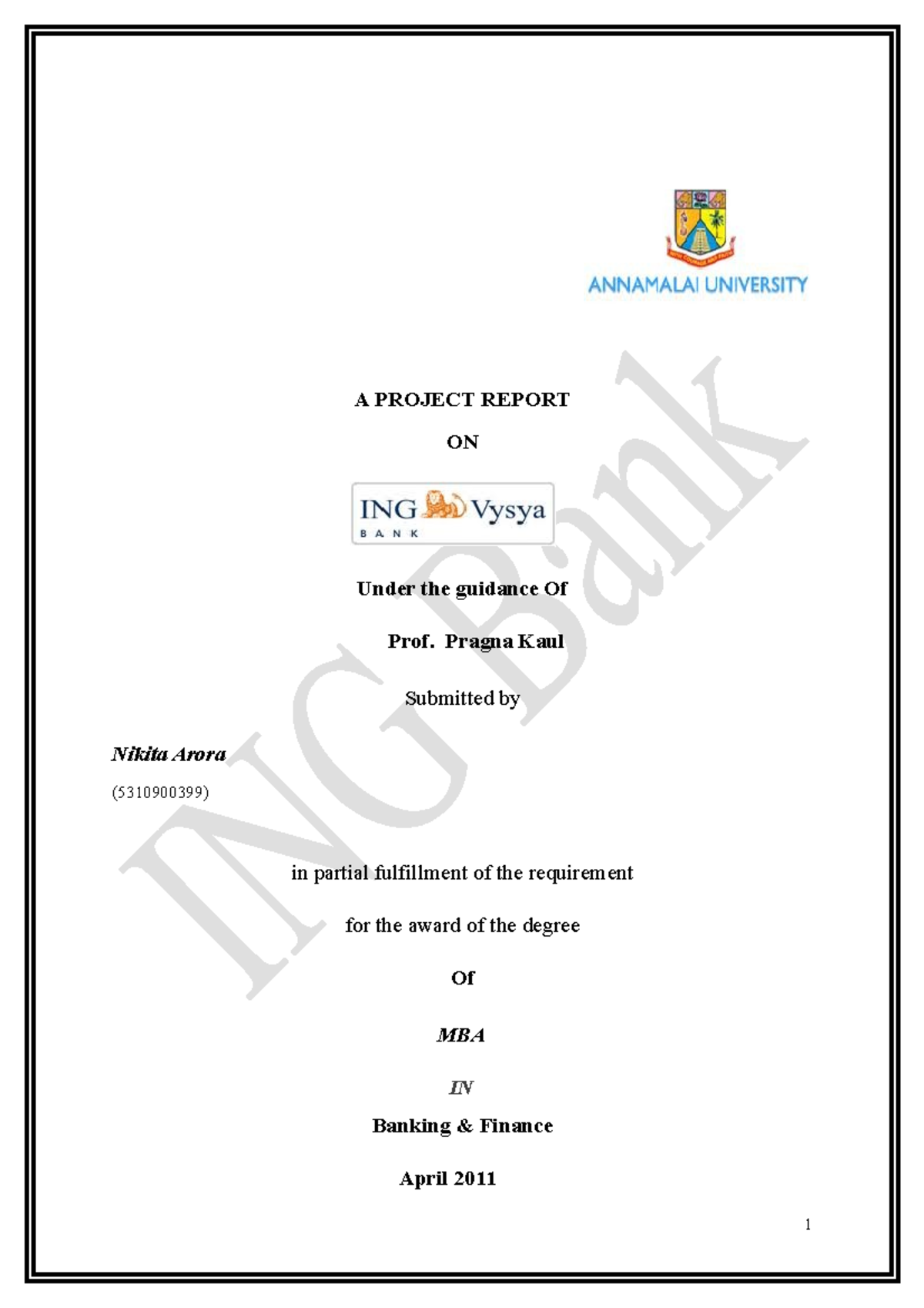 Project Report (Niki) - ISTD Related - A PROJECT REPORT ON Under the ...